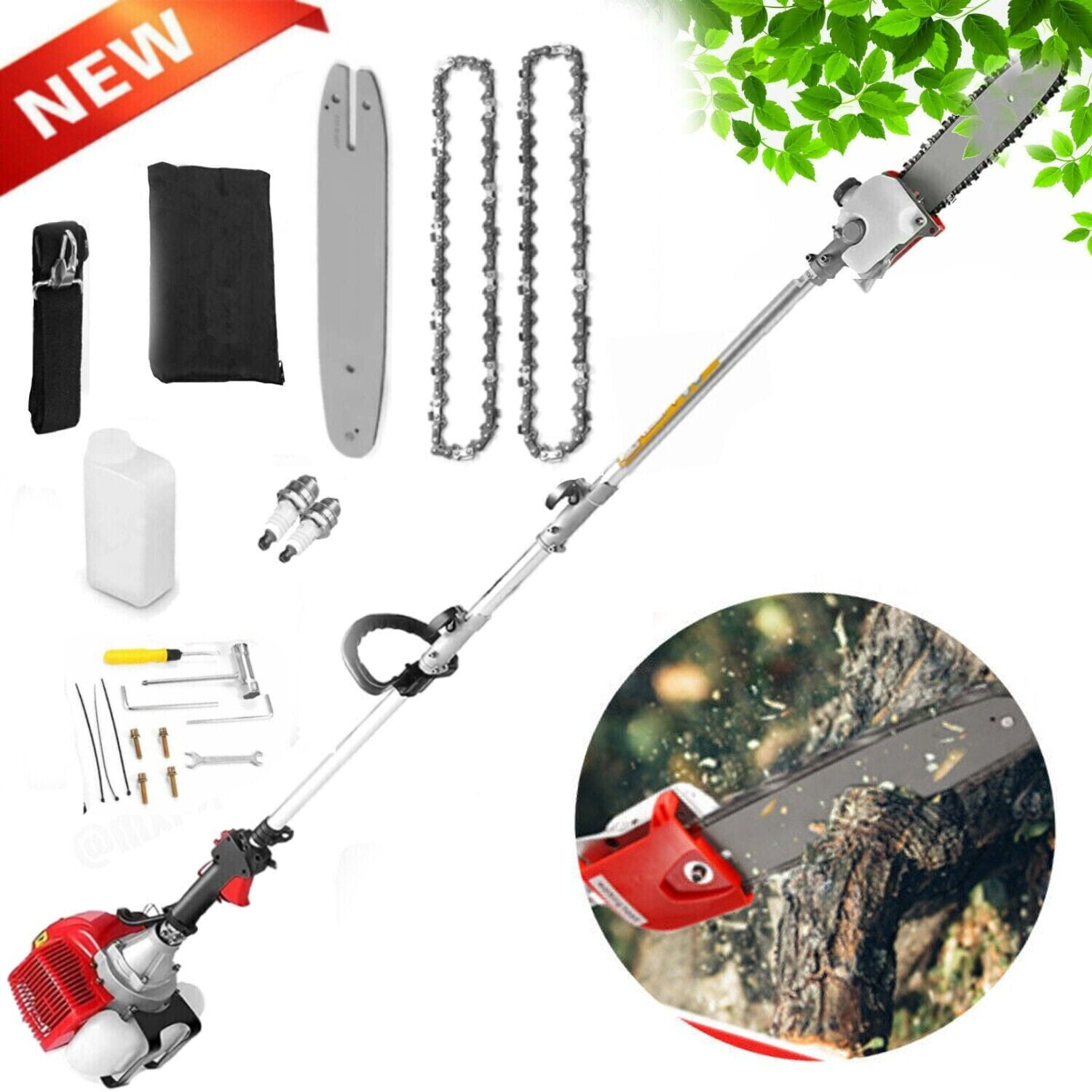 Gas Powered 58CC Pole Saw 2-Stroke Chainsaw Extension Hedge Pruner Trimmer HOT - Walmart.com