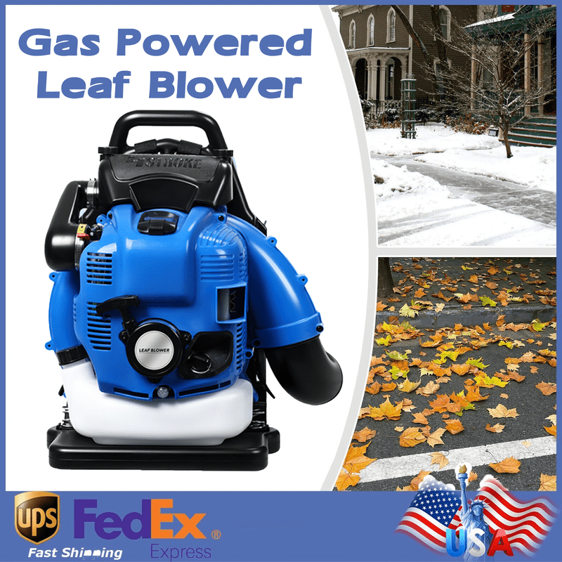 Gas Powered Backpack Leaf Blower, Commercial Heavy Duty 75.6CC 2-Stroke ...