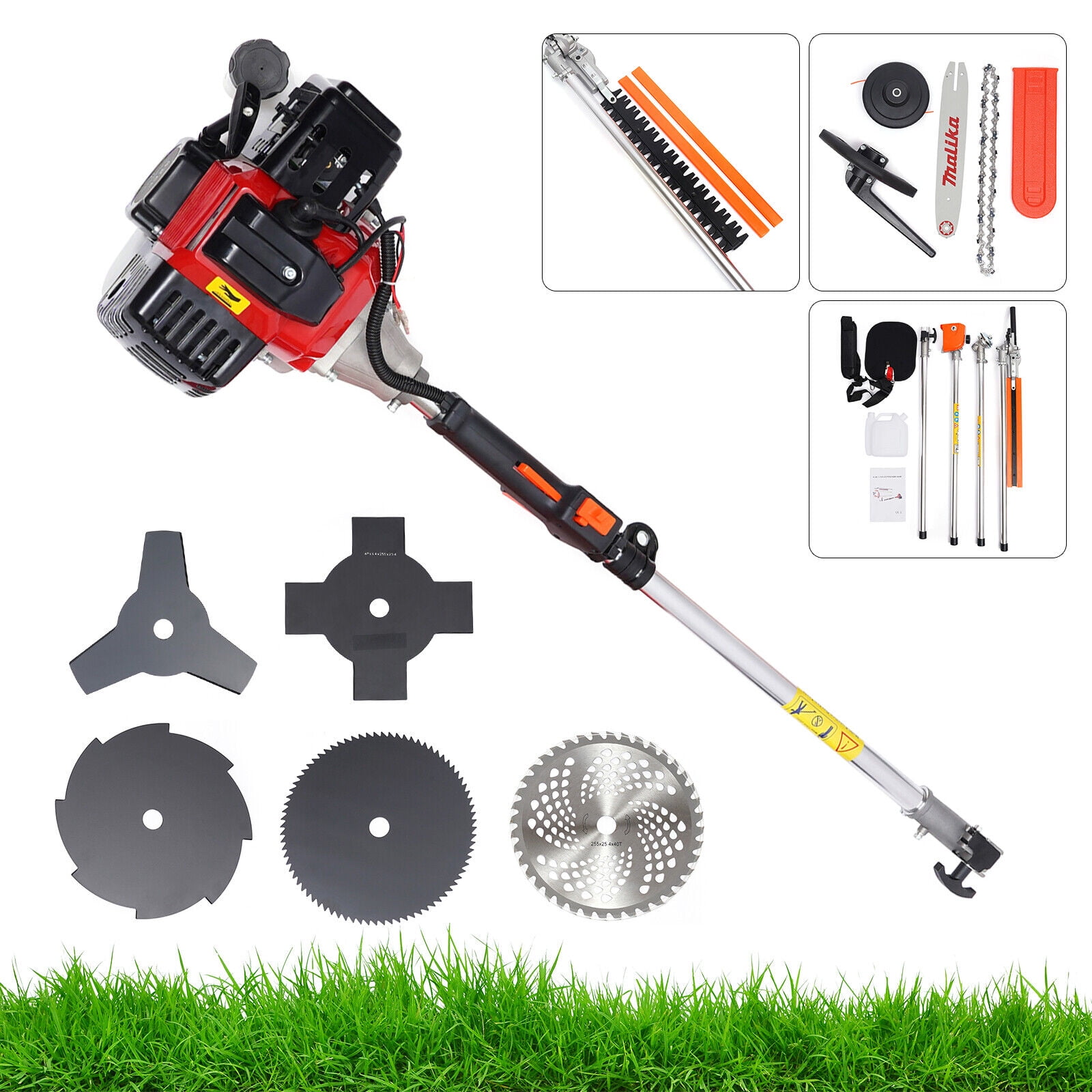 Gas Powered Brush Cutter 2-Strokes Garden Cuts Grass String Trimmer ...