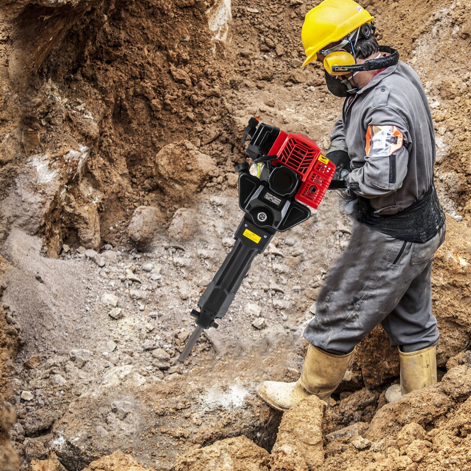 Gas Powered Demolition Jack Hammer 52CC 1700W Concrete Floor Breaker ...