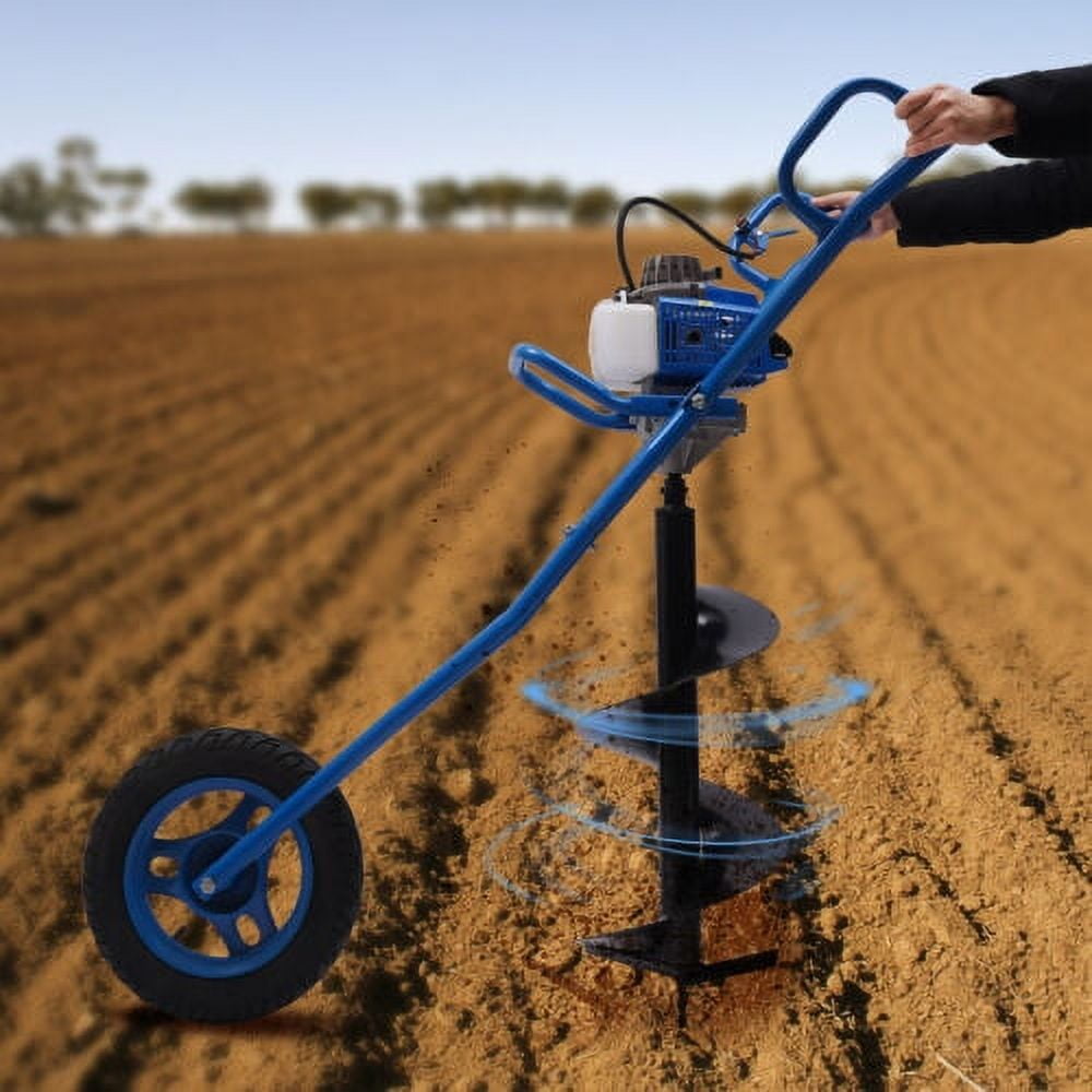 Gas Powered Post Hole Digger Earth Auger Borer Wheelbarrow 63CC 3HP w ...