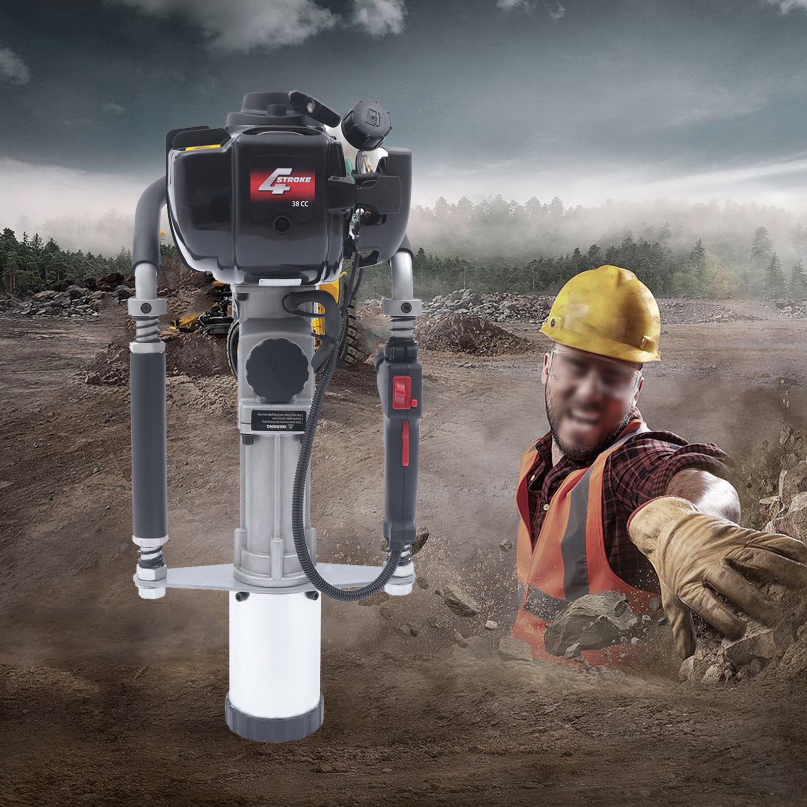 Gas Powered T-Post Driver, 37.7CC 4-Stroke Engine, 1.2kw Power, 8500 ...