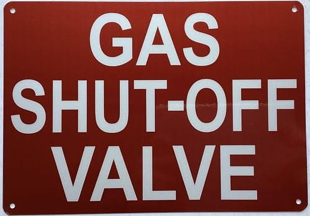 Gas Shut-Off Valve Sign (Reflective, Red,Aluminum rust free, size 7"x10 ...