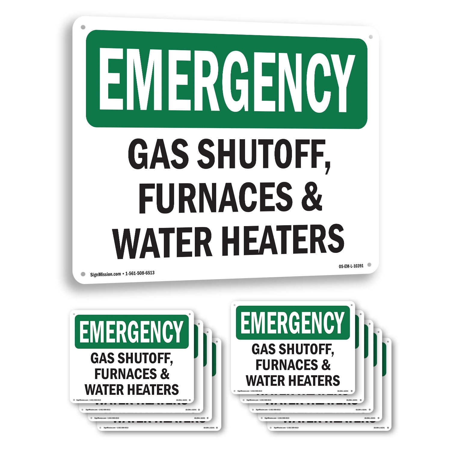 Gas Shutoff Furnaces And Water Heaters OSHA Emergency Rigid Plastic ...