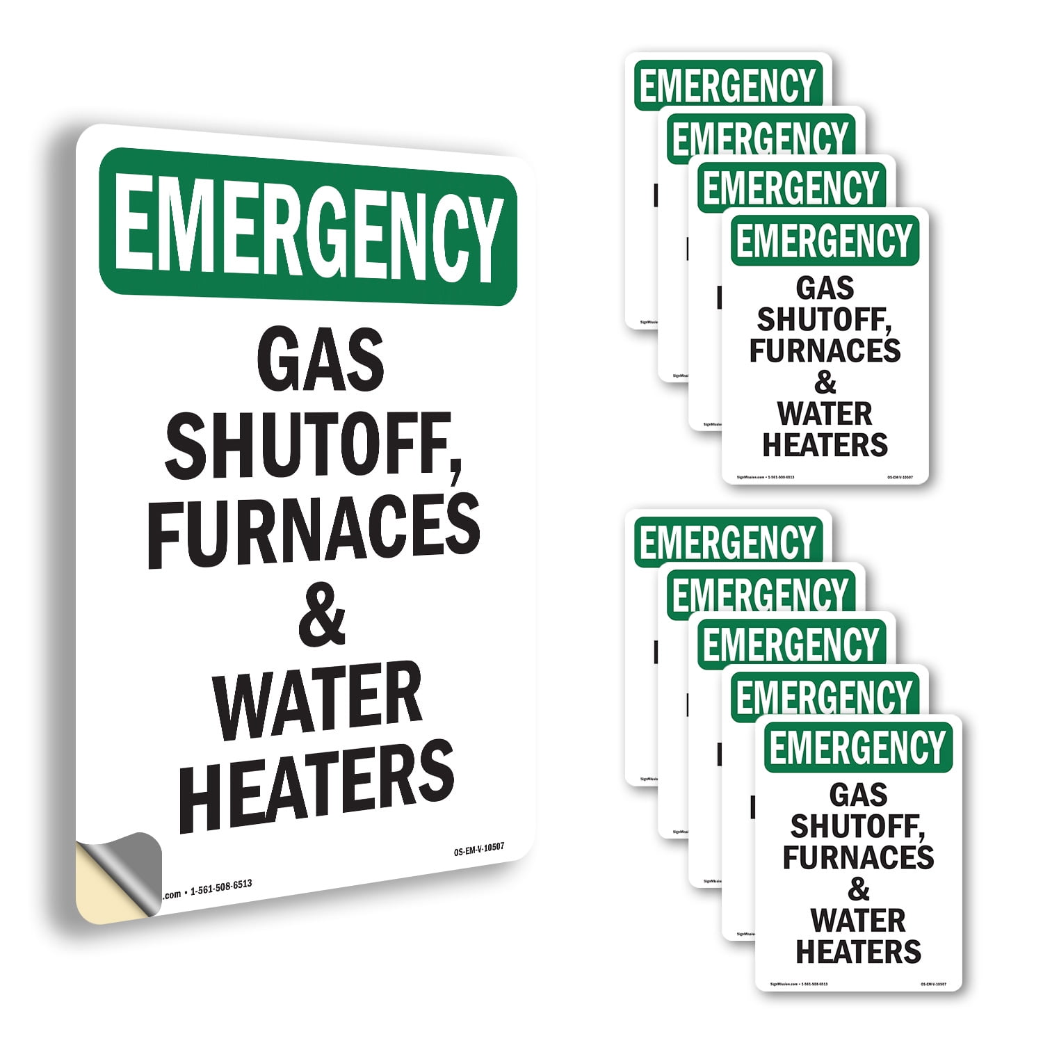 Gas Shutoff Furnaces And Water Heaters OSHA Emergency Vinyl Decal Label ...
