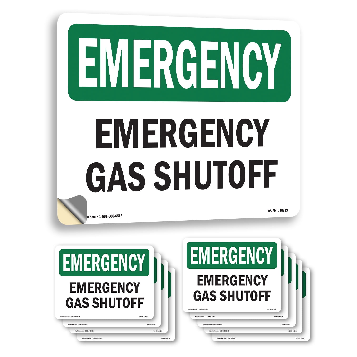 Gas Shutoff OSHA Emergency Vinyl Decal Label 24 Inch x 18 Inch - 10 ...