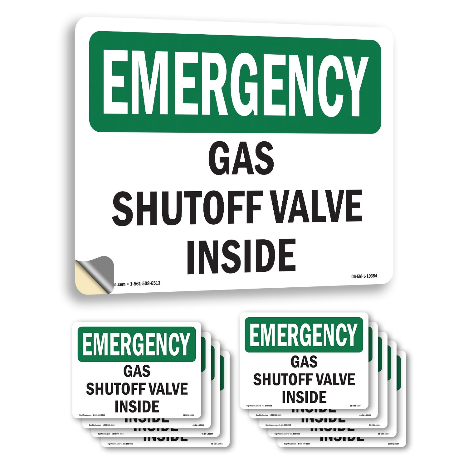 Gas Shutoff Valve Inside OSHA Emergency Vinyl Decal Label 14 Inch x 10 ...