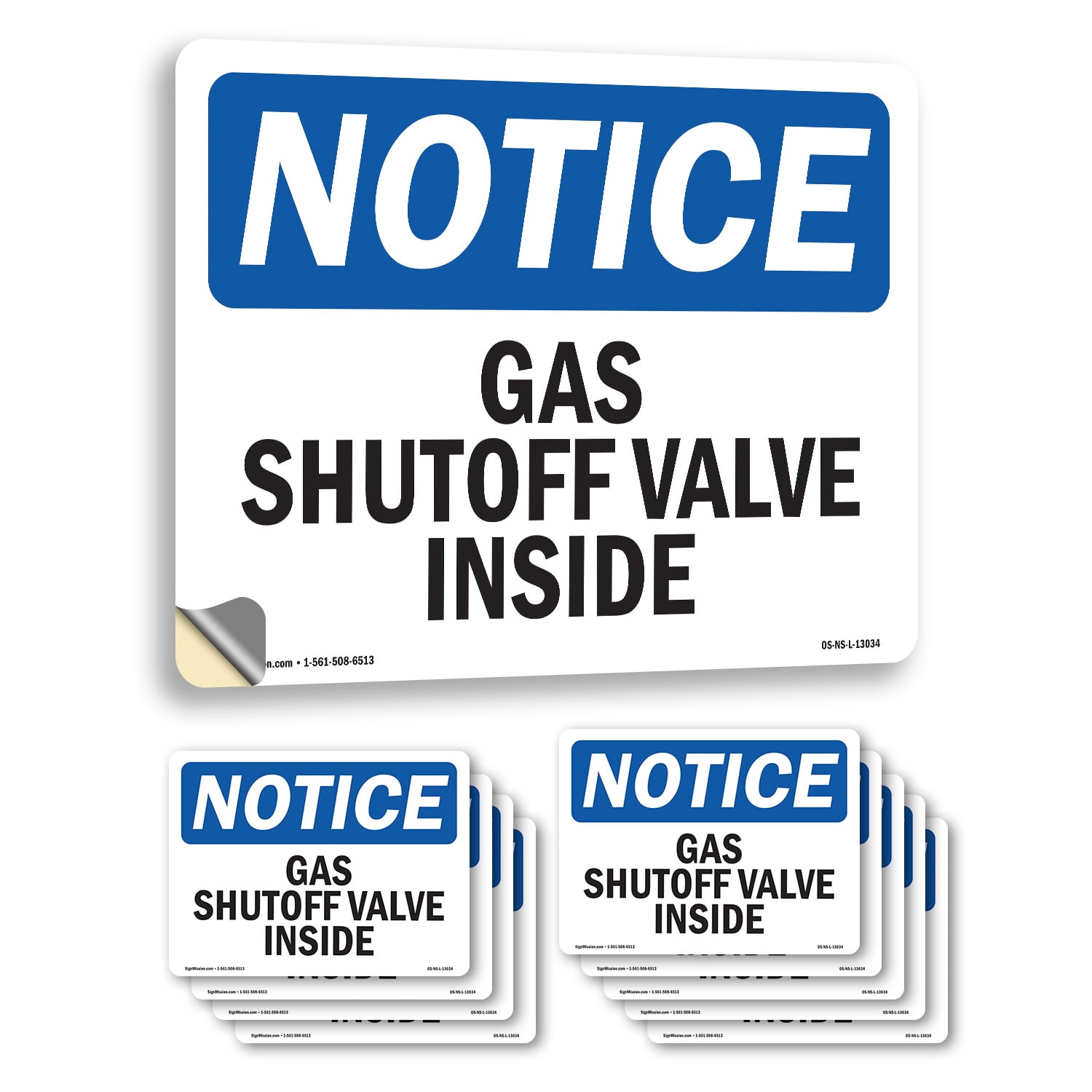 Gas Shutoff Valve Inside OSHA Notice Vinyl Decal Label 7 Inch x 5 Inch ...