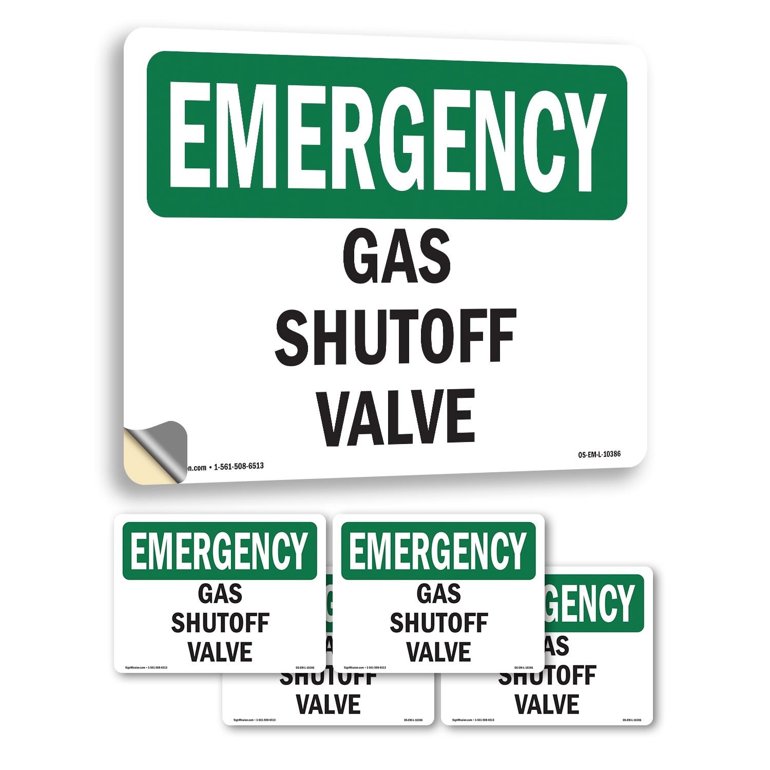 Gas Shutoff Valve OSHA Emergency Vinyl Decal Label 10 Inch x 7 Inch - 5 ...