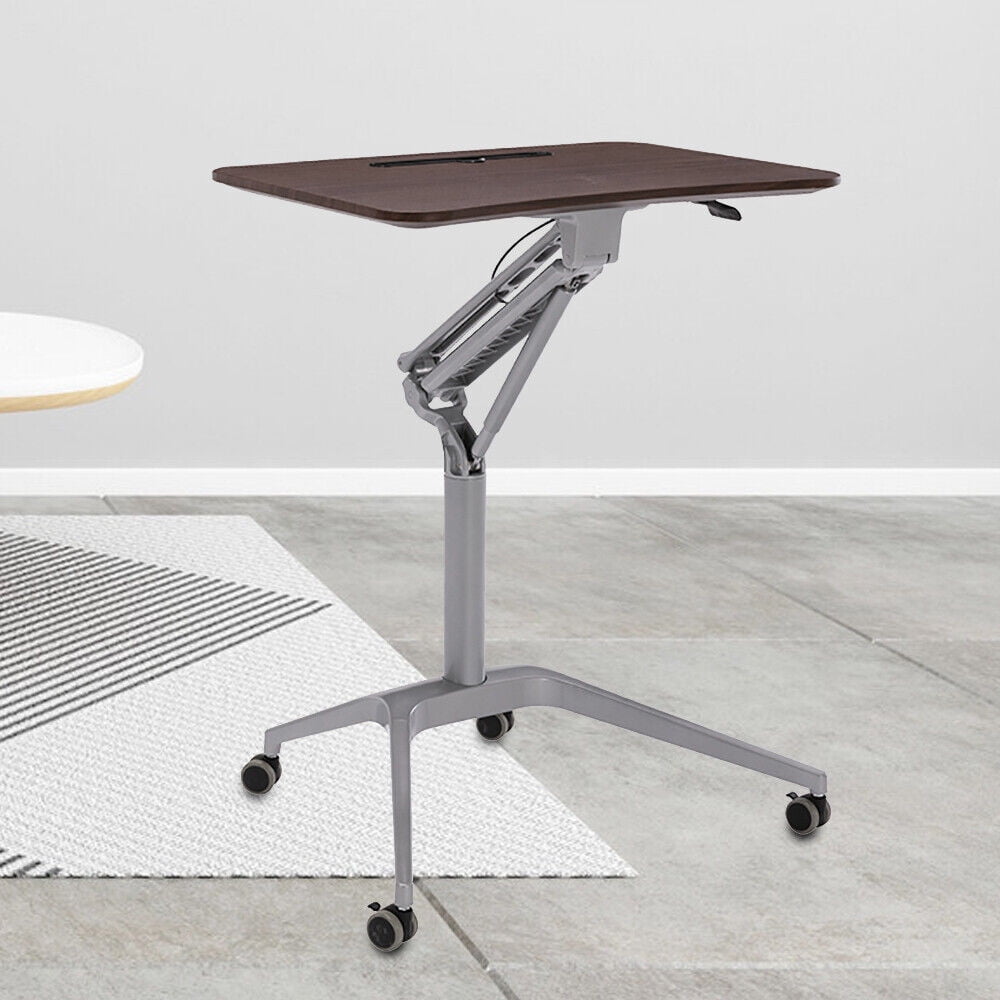 Gas Spring Standing Desk - 25mm Thick PVC Surface, Dual-Way PU Casters ...