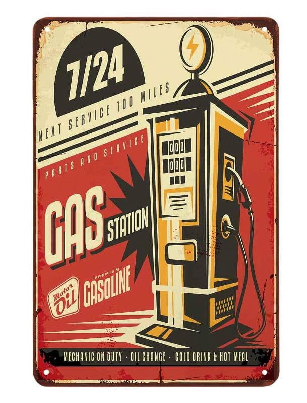 Gas Station Tin Sign, Electric Gas Oil Auto Vintage Metal Tin Signs for ...