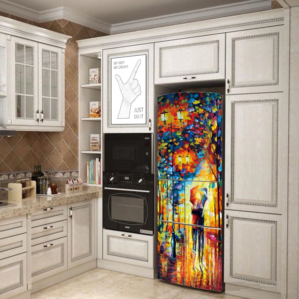Gas Station Vinyl Wallpaper Kitchen Fridge Decorative Full Film Peel ...