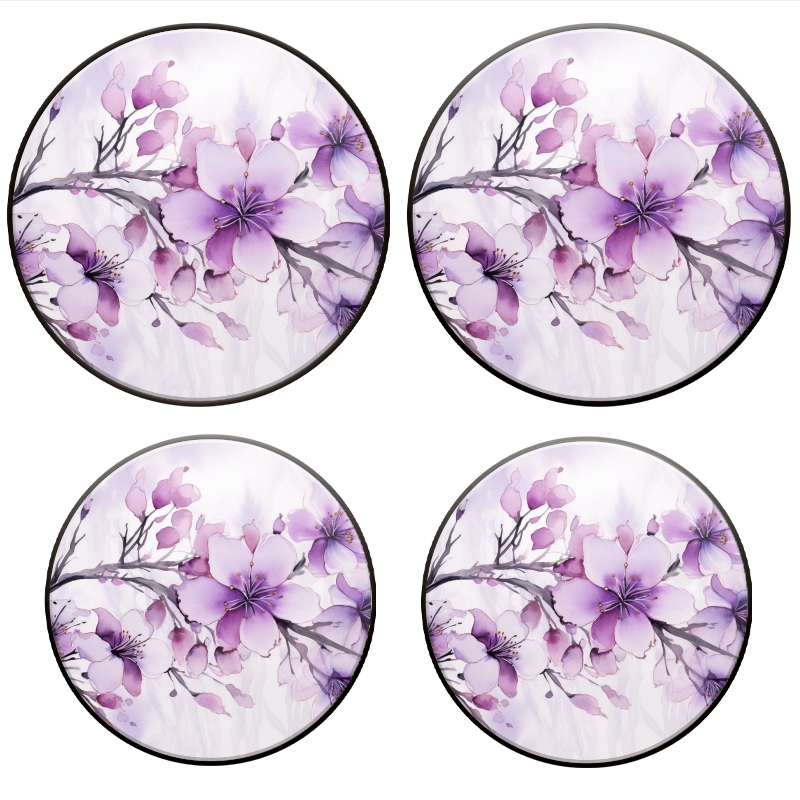 Gas Stove Burner Cover Set Of 4,Purple Cherry Blossoms With Delicate ...