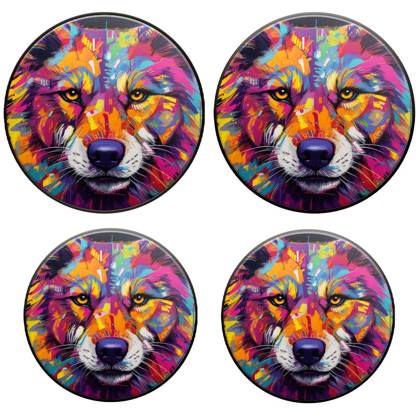 Gas Stove Burner Cover Set Of 4,Vibrant And Colorful Wolf Face Portrait ...