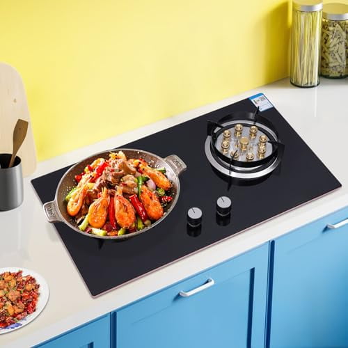 Gas Stove, Portable Kitchen Gas Cooktop with 2 Burners Built-in ...