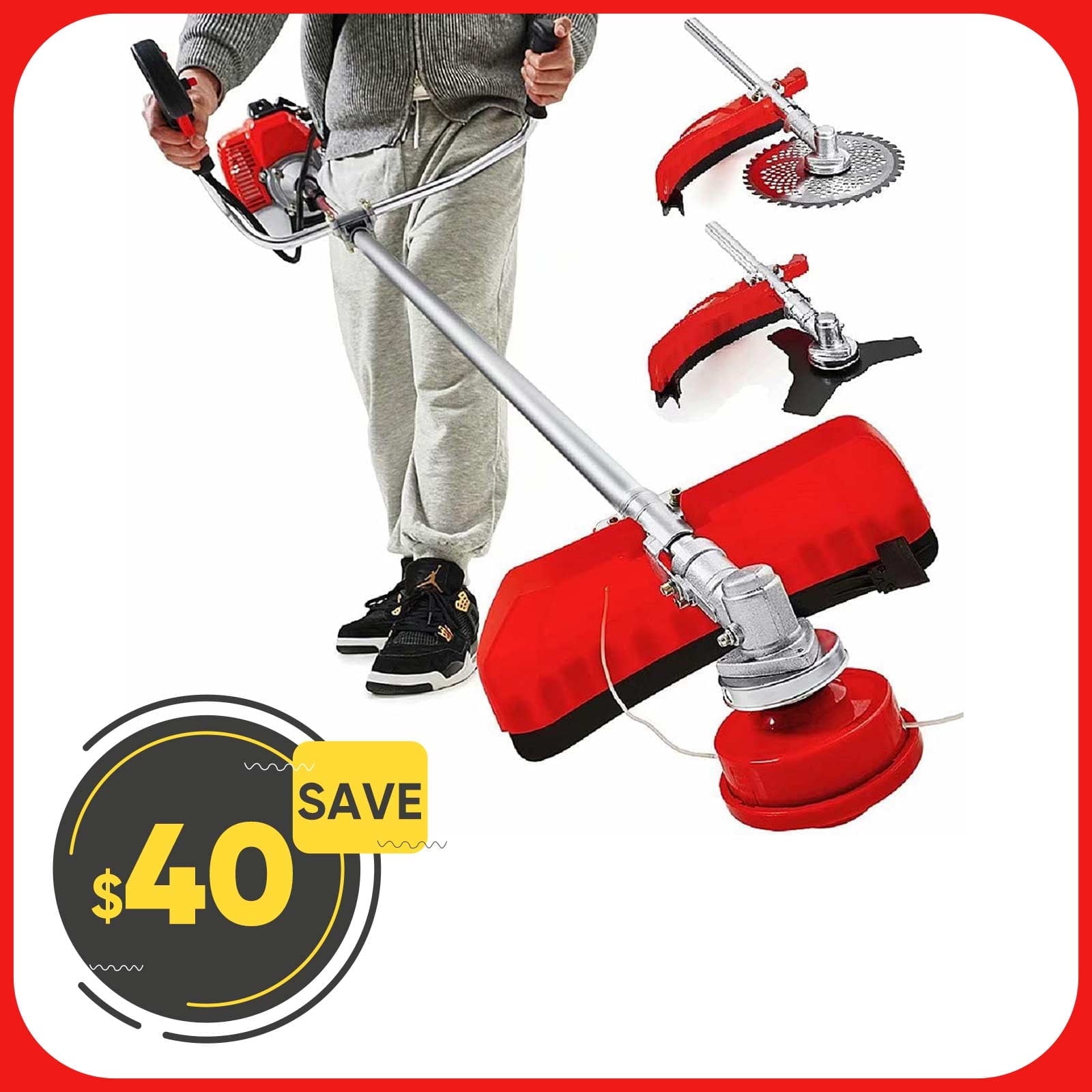 Gas String Trimmer 3-in-1 Combo, 18-Inch Cutting Path Cordless Weed ...