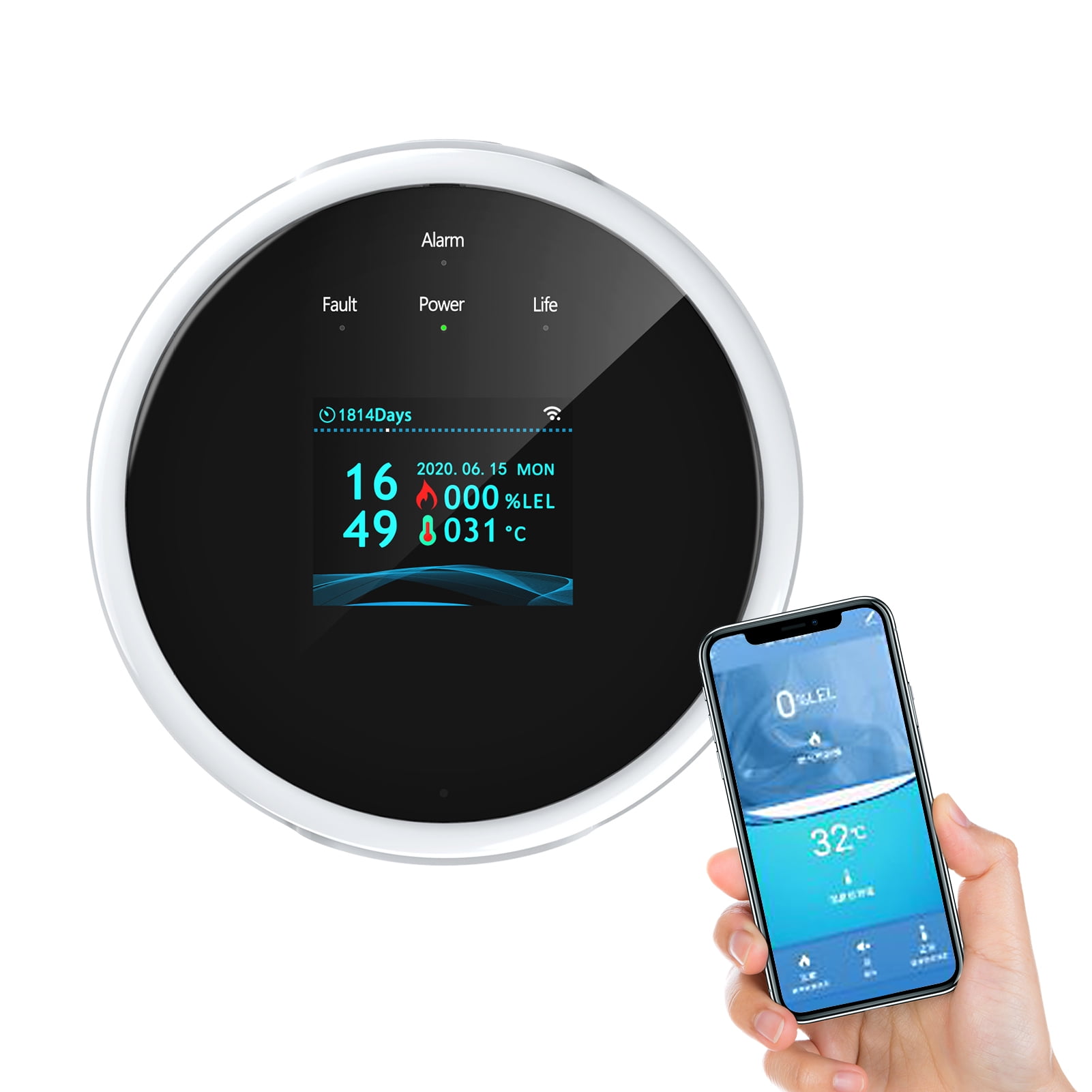 Gas Tester,Sound Voice Methane Alarm Display Wall Office Mounted App Wi ...