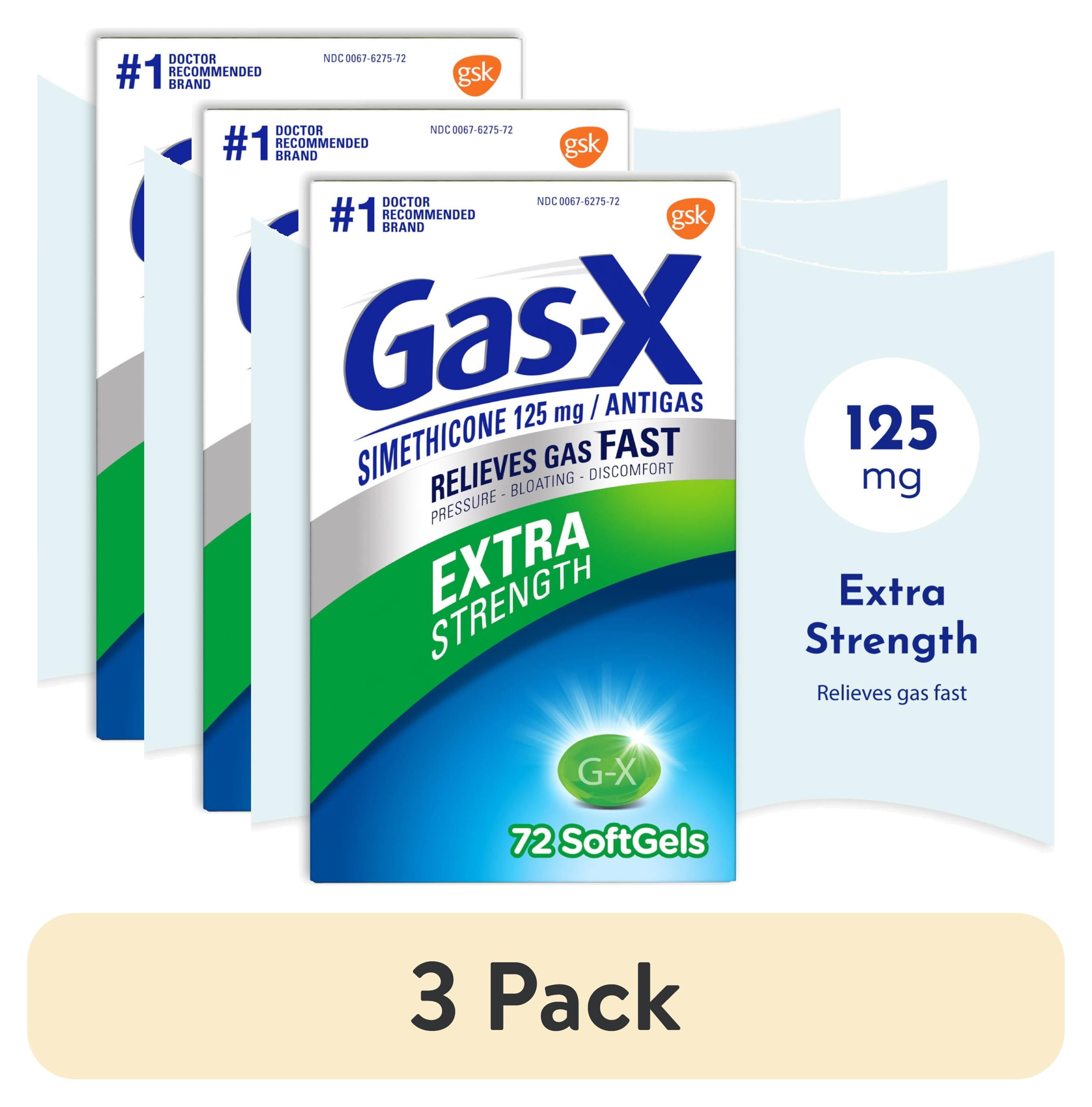 (3 pack) Gas-X Extra Strength Gas Relief Softgels With Simethicone 125 ...