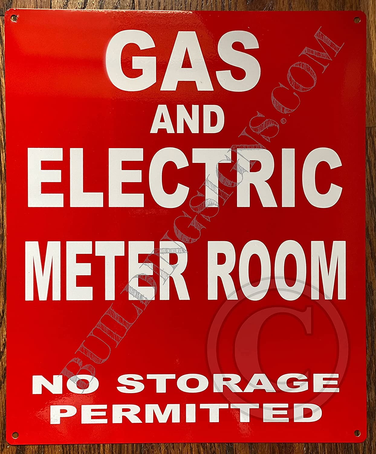 Gas and Electric Meter Room Sign (Aluminum Reflective Signs, RED 10x12 ...