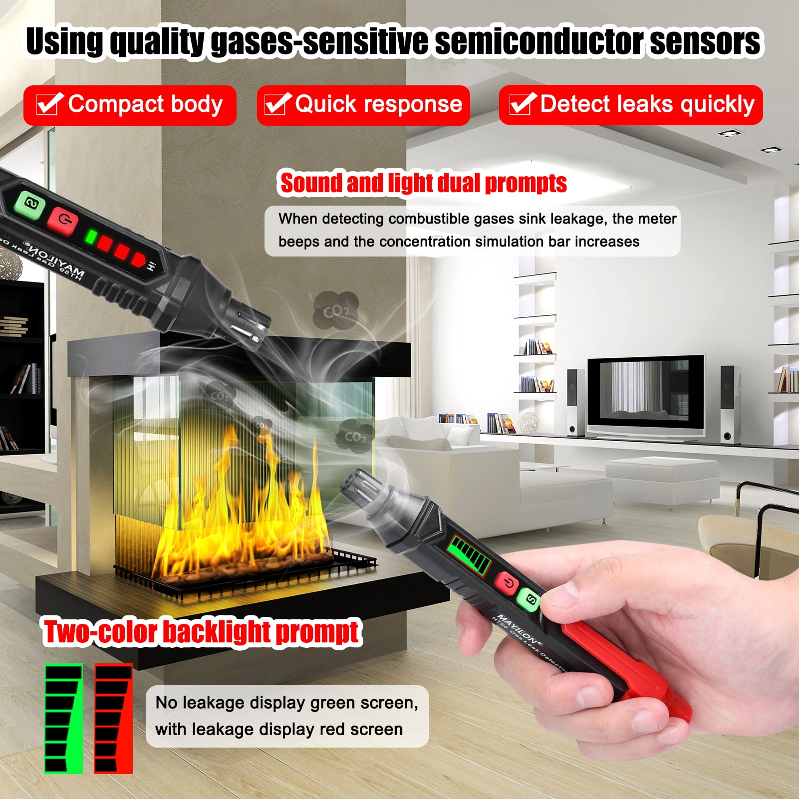 Gas tester,Natural Tester Portable Handheld Combustible Leak Tester ...