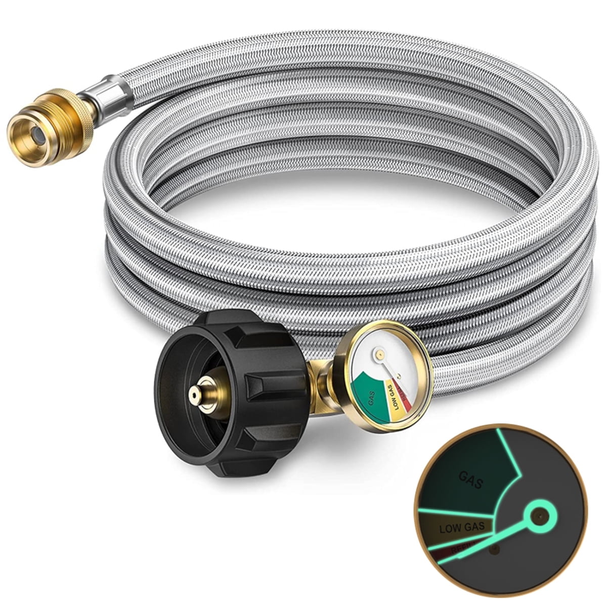 GasGuru 6feet Stainless Braided Propane Adapter Hose with Propane Tank ...
