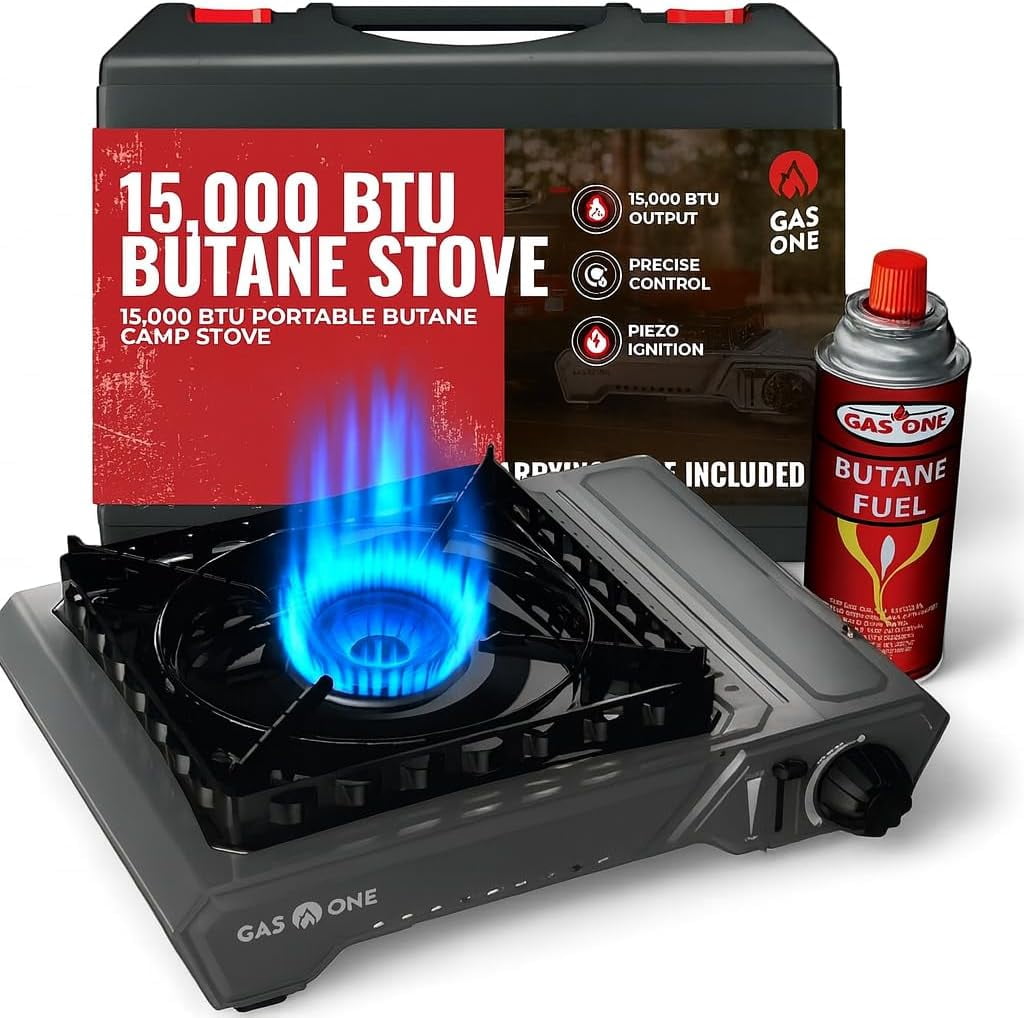 GasOne 15,000 BTU Portable Butane Camping Stove with Case: Automatic ...