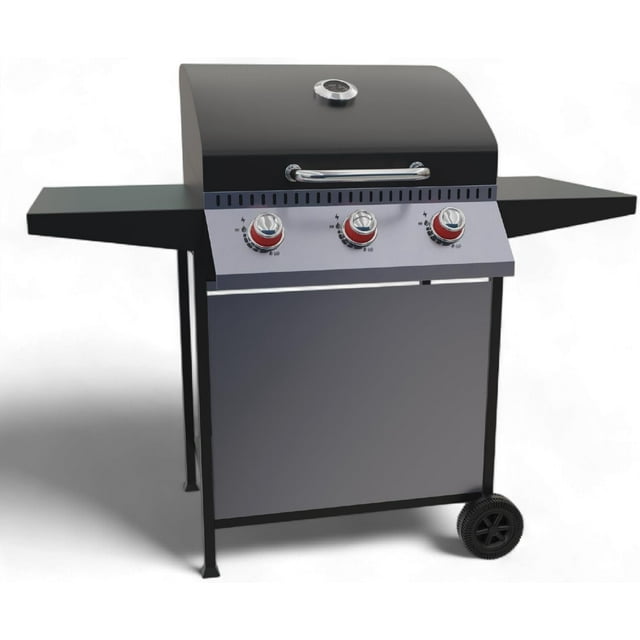 GasOne 3-Burner Stainless Steel Propane Cabinet Grill with Wheels ...
