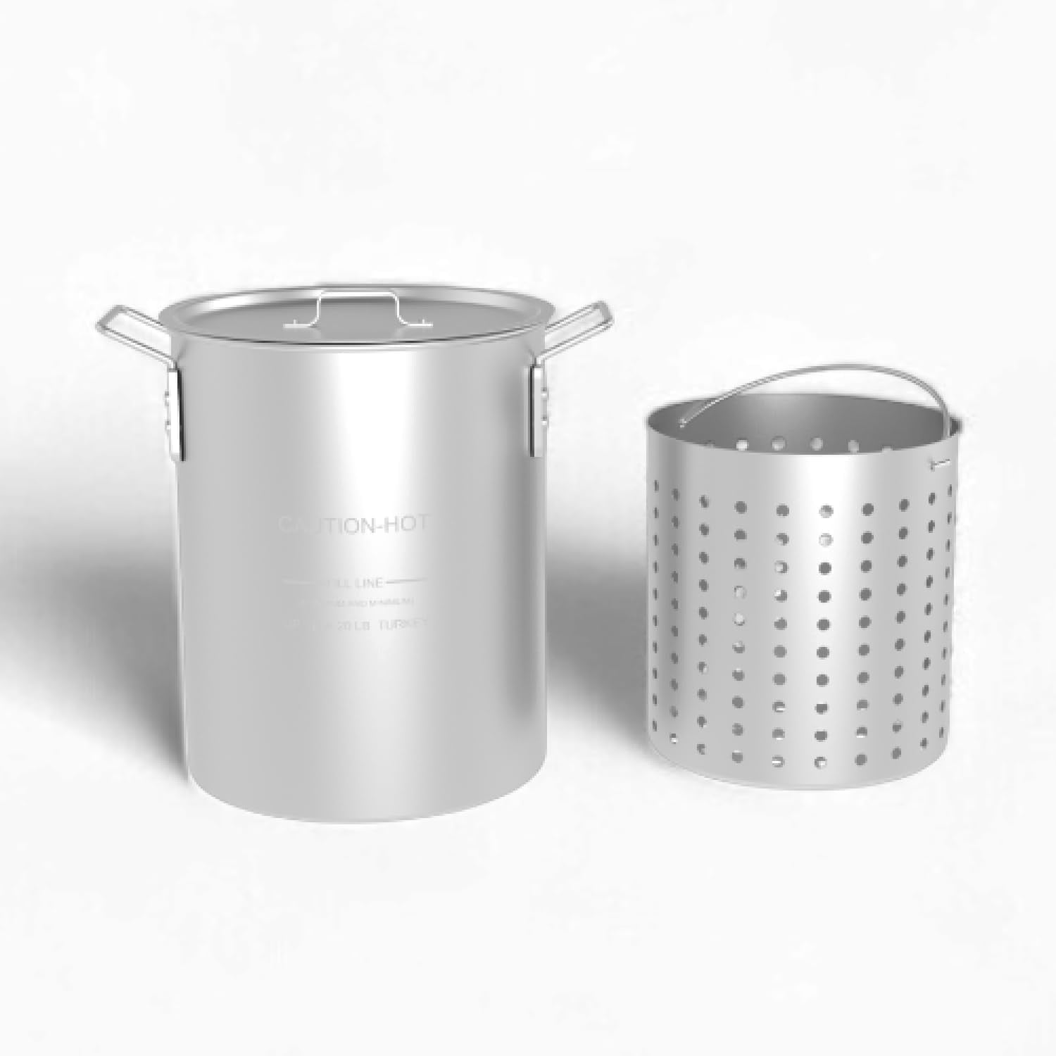 GasOne 30Qt Aluminum Stock Pot, Strainer Basket and Lid, Deep Fryer Pot ...