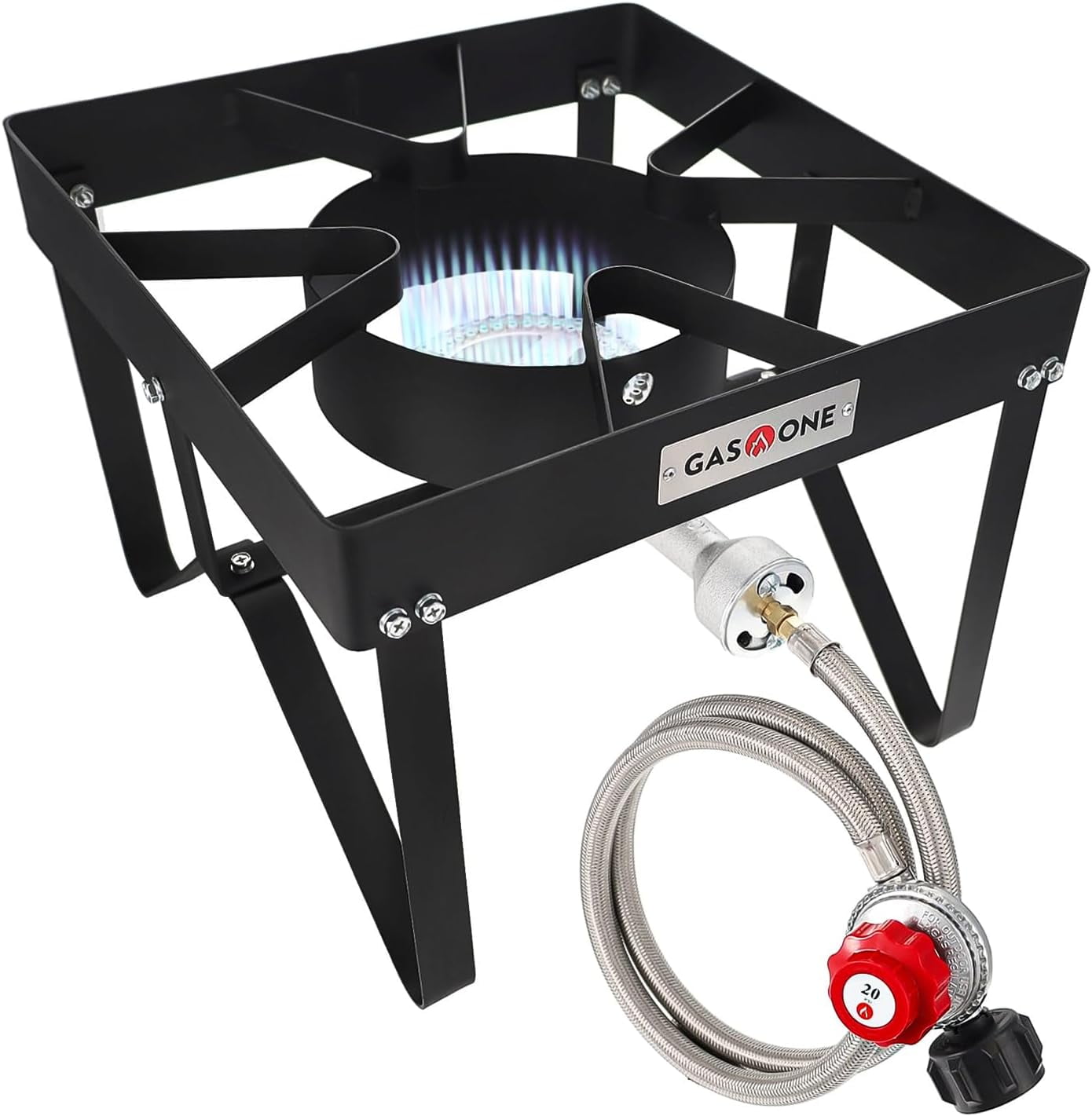 GasOne B-5200K Outdoor Cooker with High Pressure Steel Braided Hose ...