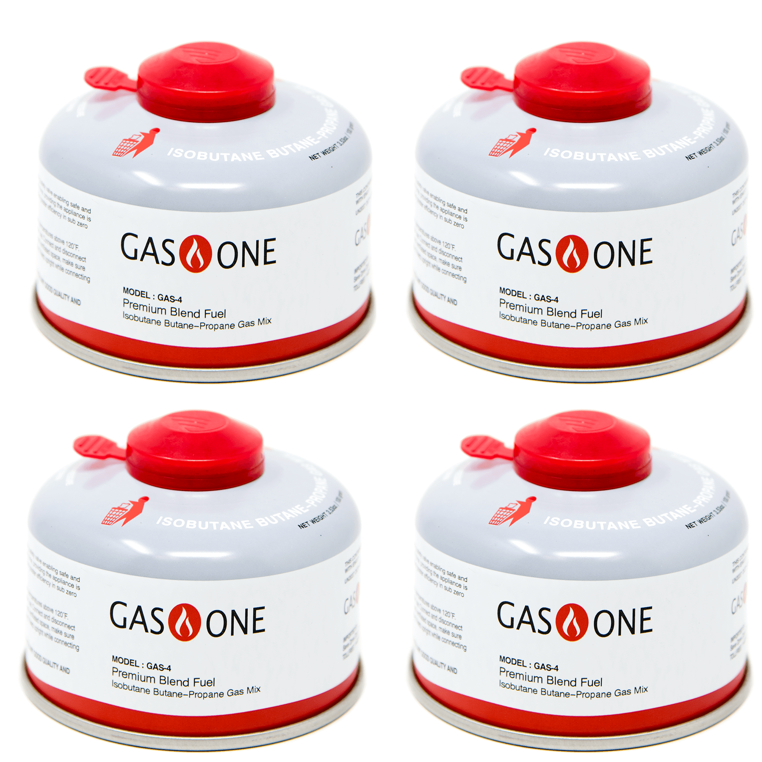 GasOne Isobutane Camping Fuel, 100g Canisters, Four Season Blend, 4 ...