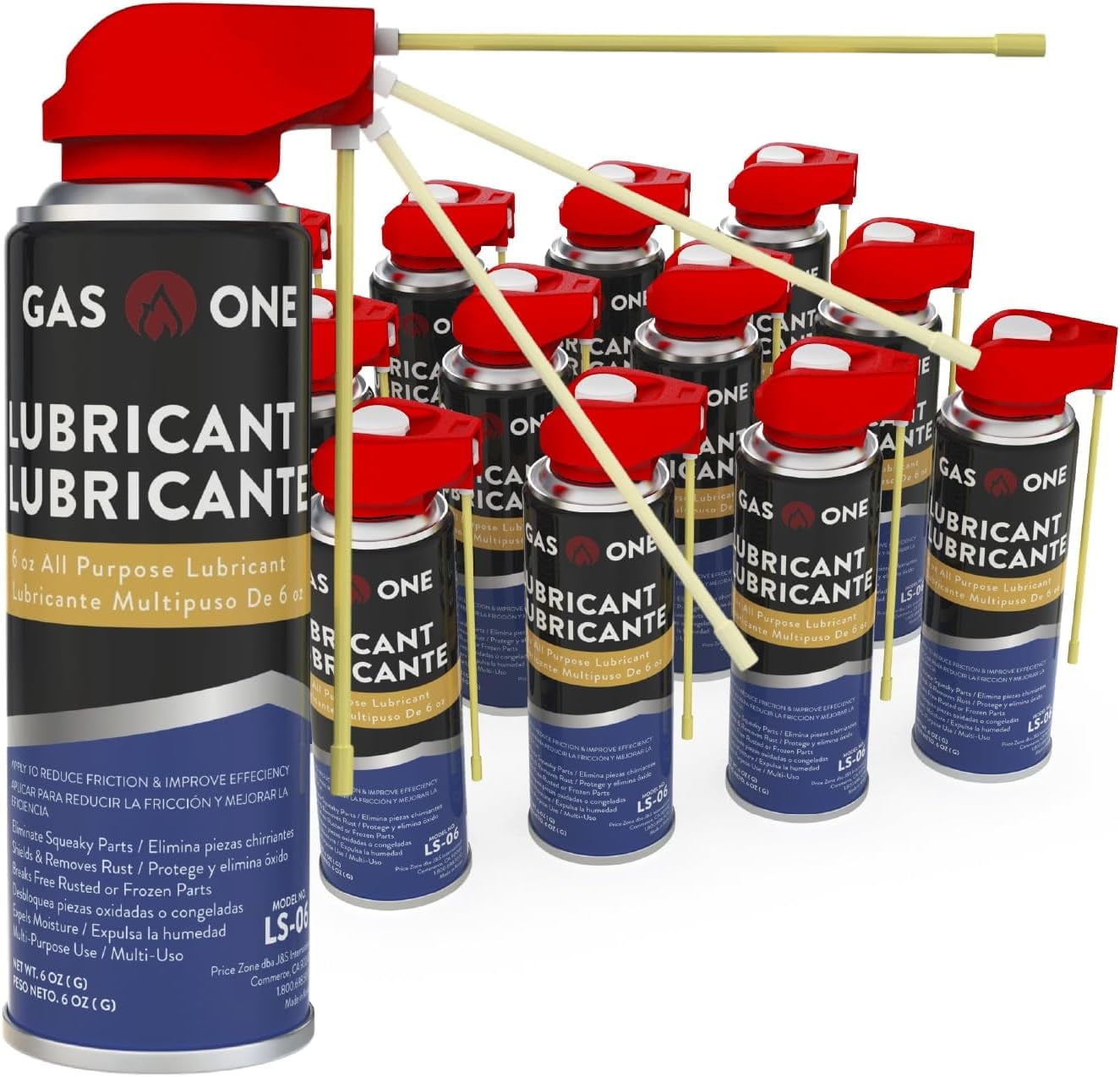 GasOne LS-12 All-Purpose Lubricant Spray – 12-Pack 12oz Lubricant Spray ...