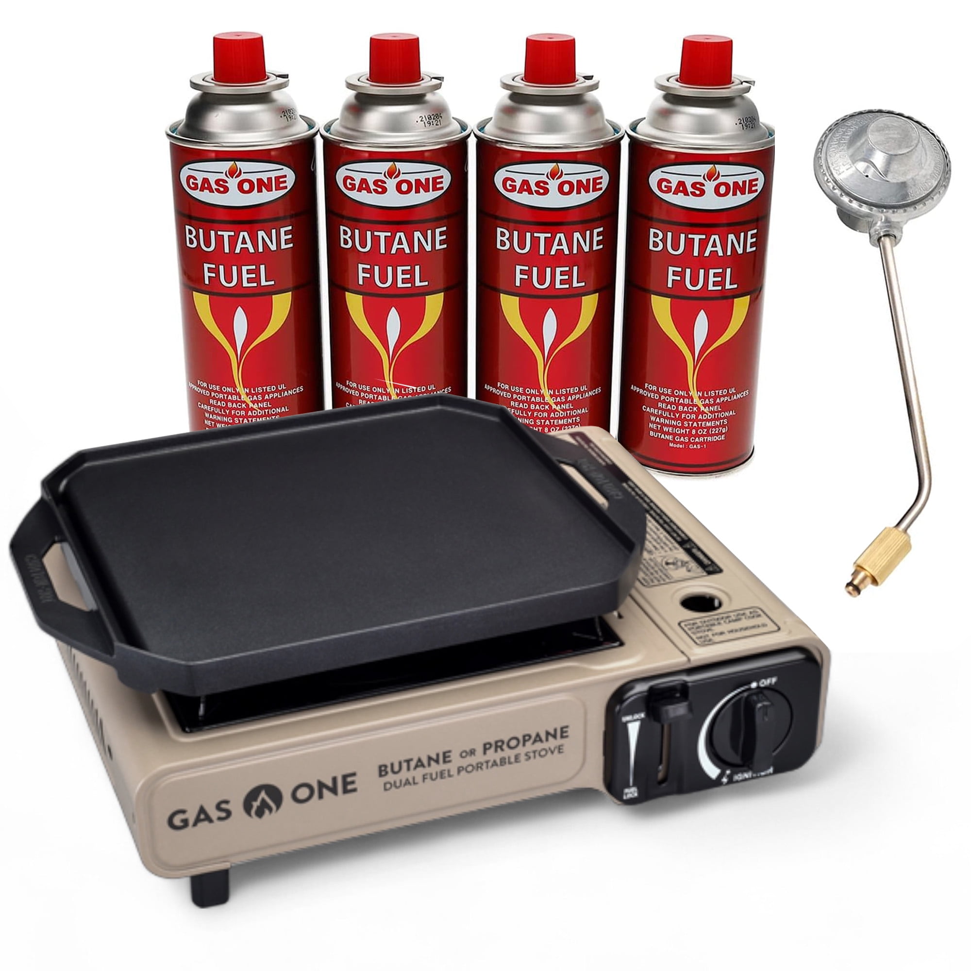 GasOne Propane or Butane Gas Stove with Flat Top Griddle and 4 Fuel ...