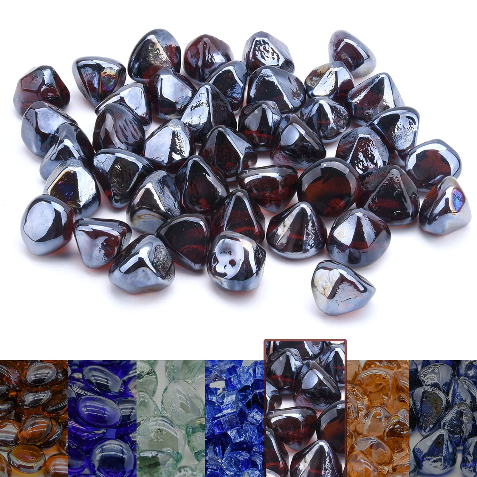 GasSaf 10-Pound 1 inch Diamonds Fire Glass for Gas or Propane Fire Pit ...