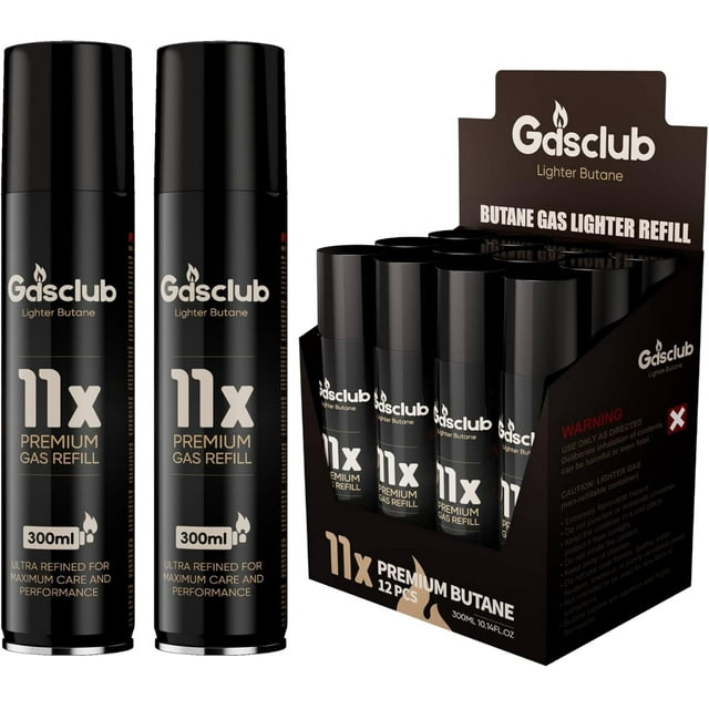 Gasclub Butane Lighter Gas Pure 11X 99.99% Premium 300ml(10.14 Oz) 12 ...