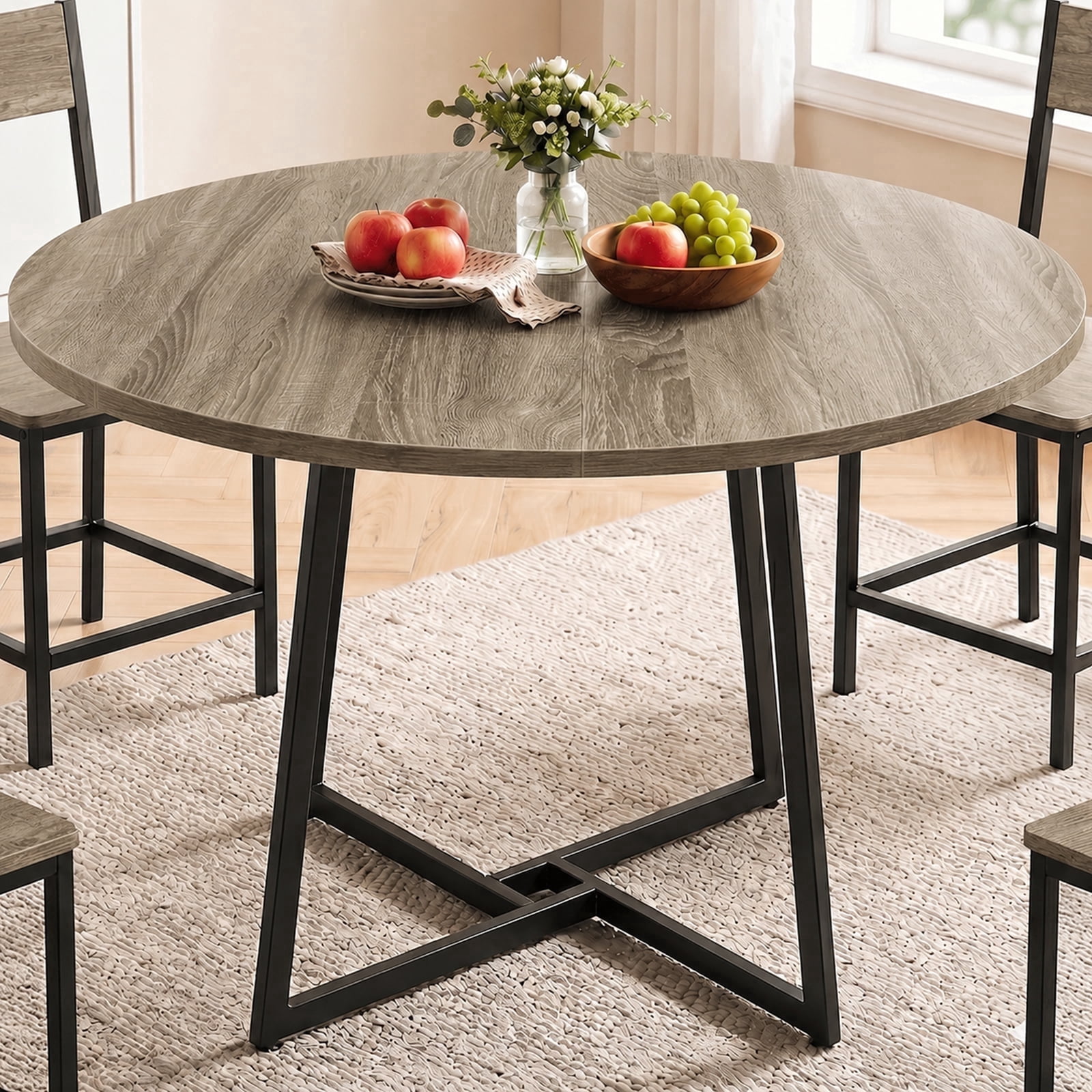 Gasee Dining Table, 43" Round Dining Table, Solid Wood Thickened Table ...