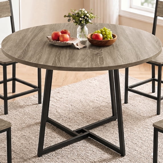 Gasee Dining Table, 43" Round Dining Table, Solid Wood Thickened Table ...