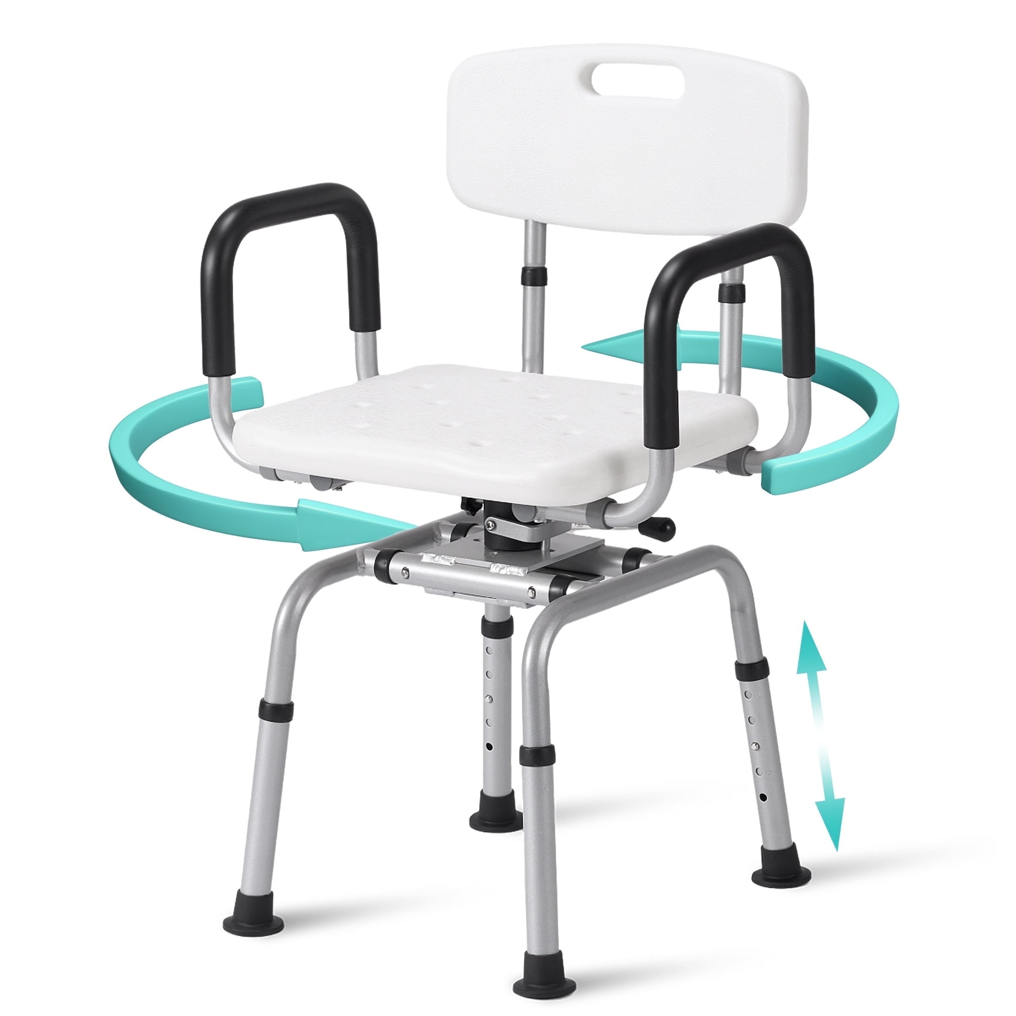 Gasky Swive Shower Chair with Arms and Back，Heavy Duty 300 Lbs & Slip ...