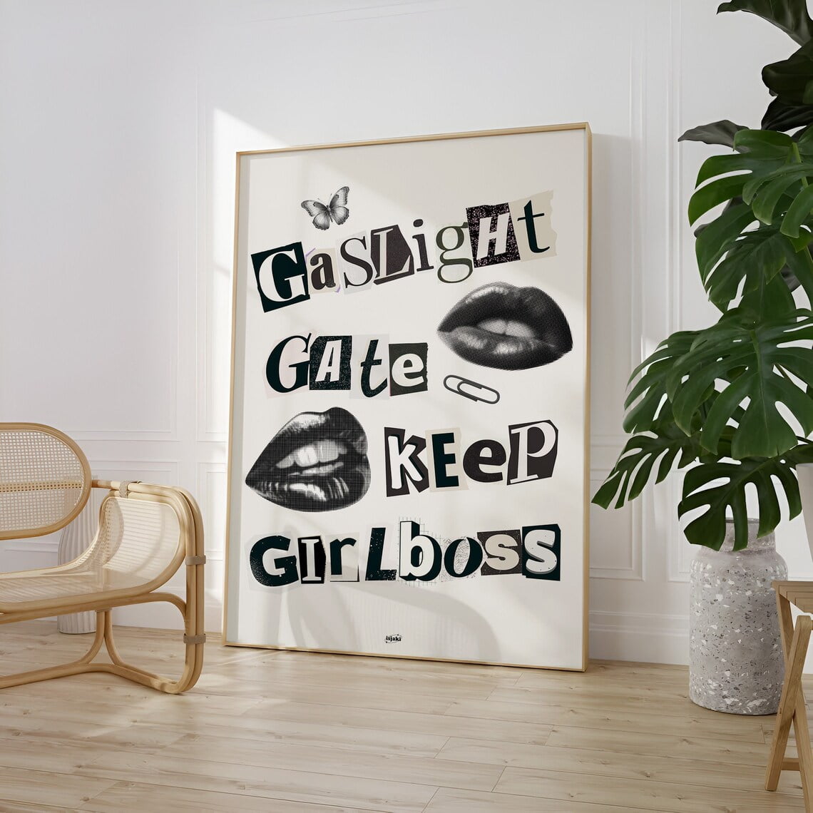 Gaslight Gatekeep Girlboss Print, B&W Pink Glam Poster, Trendy Preppy Decor, Retro Vintage Print ...