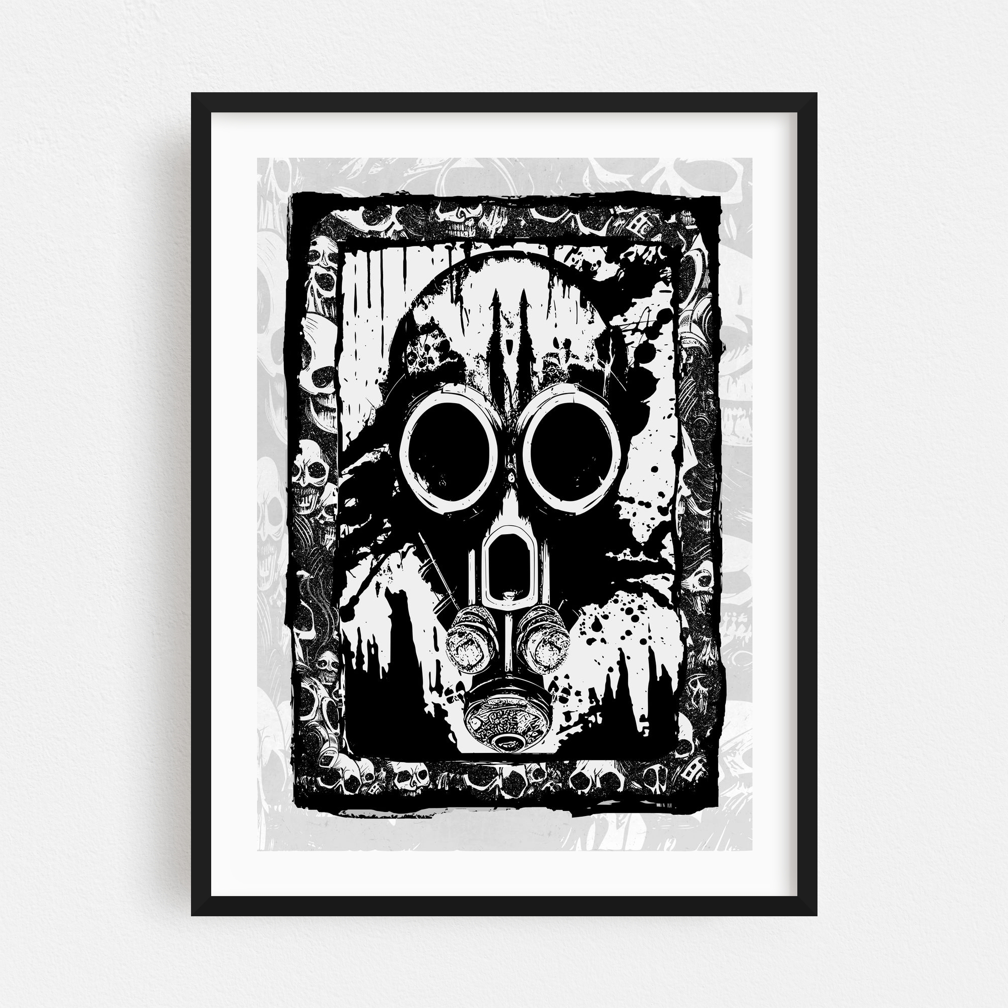 Gasmask Punk Skulls. Defiant Decay - Illustration Skull Gothic Creepy ...