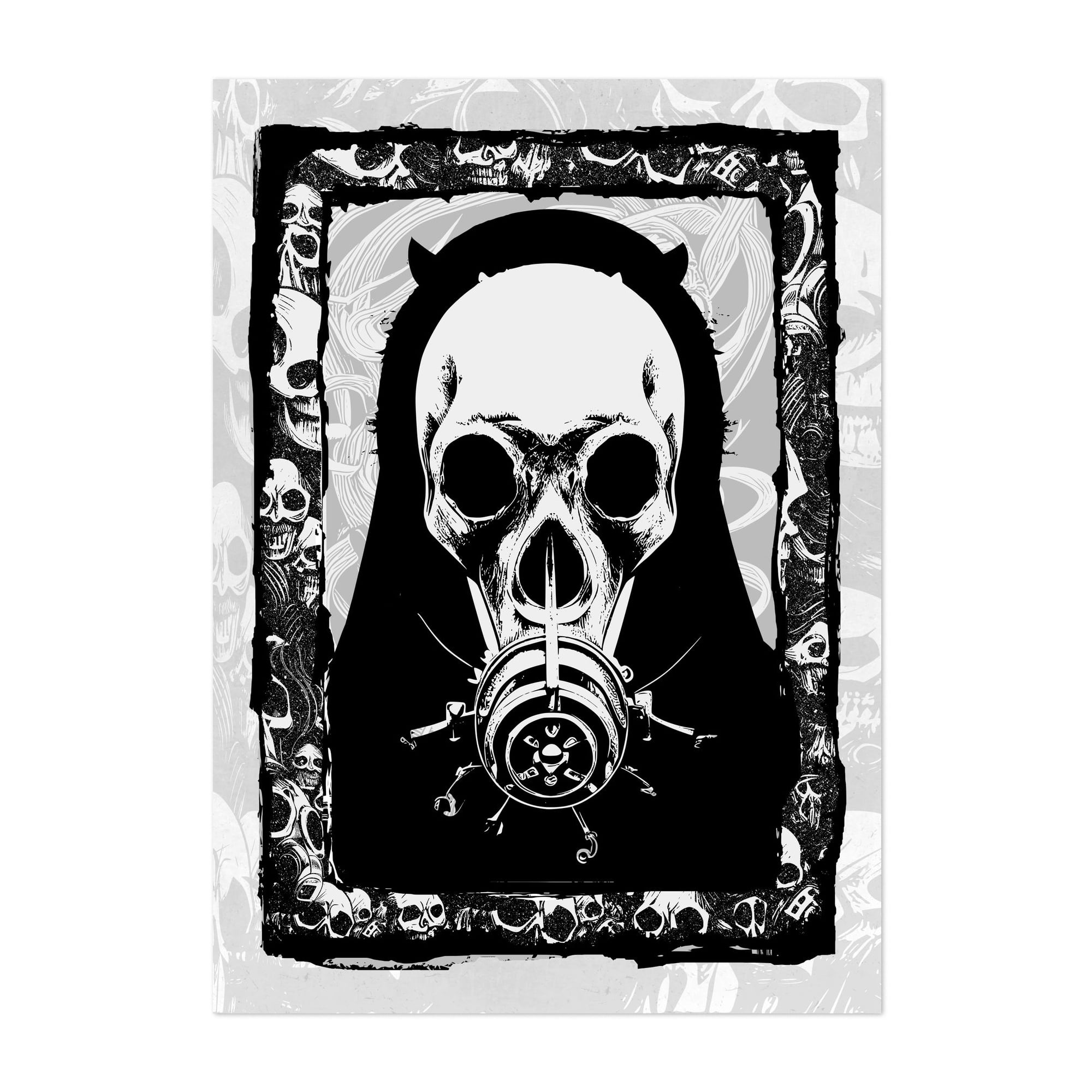 Gasmask Punk Skulls. Gaslight Grin - Illustration Skull Gothic Creepy ...