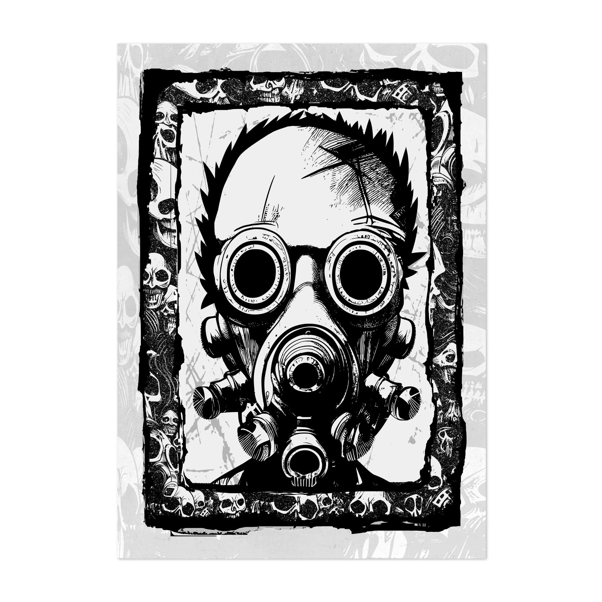 Gasmask Punk Skulls. Gasmask Punk Skulls - Illustration Gothic Creepy ...