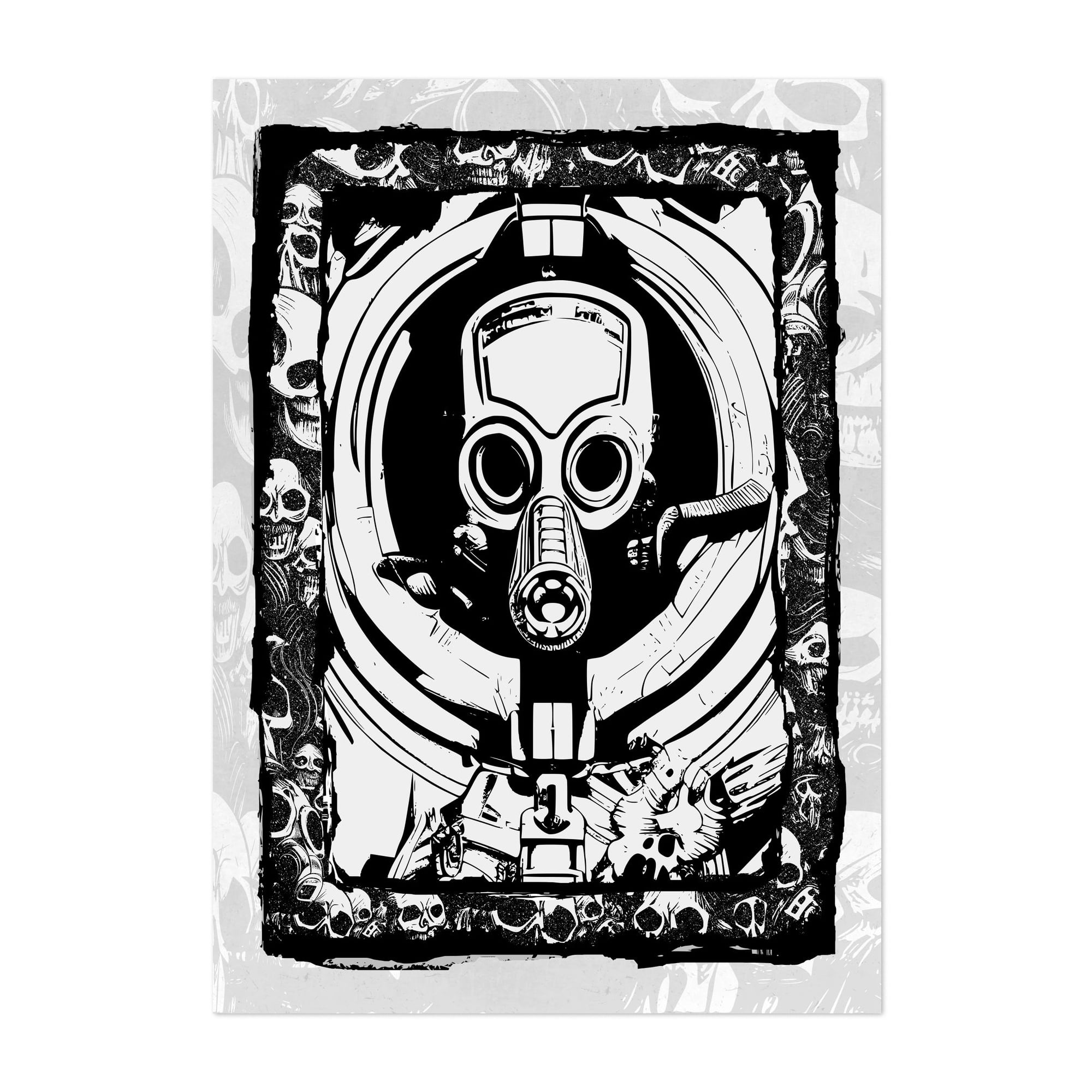 Gasmask Punk Skulls. Wicked Wasteland - Illustration Skull Gothic Black ...