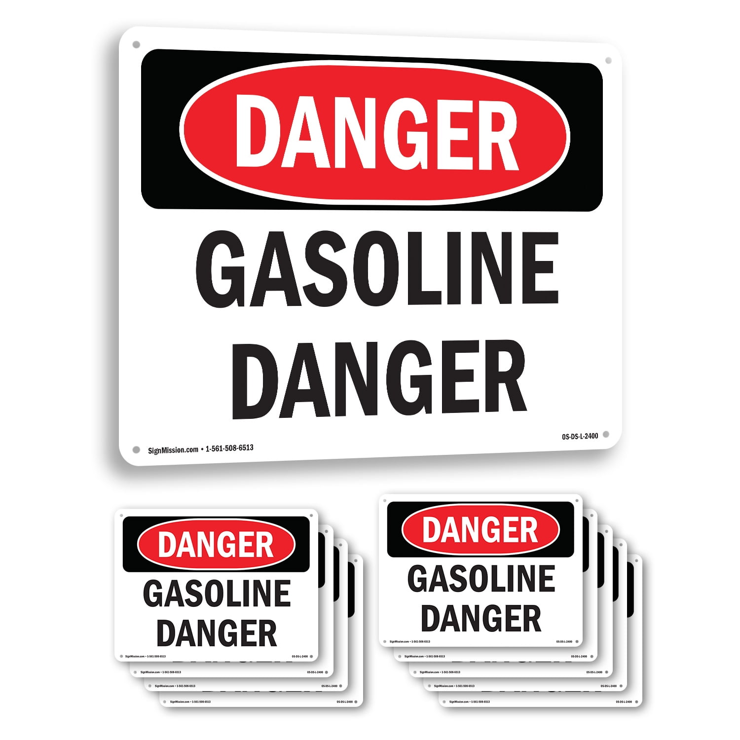 Gasoline Danger OSHA Danger Rigid Plastic Sign 10 Inch x 7 Inch - 10 ...