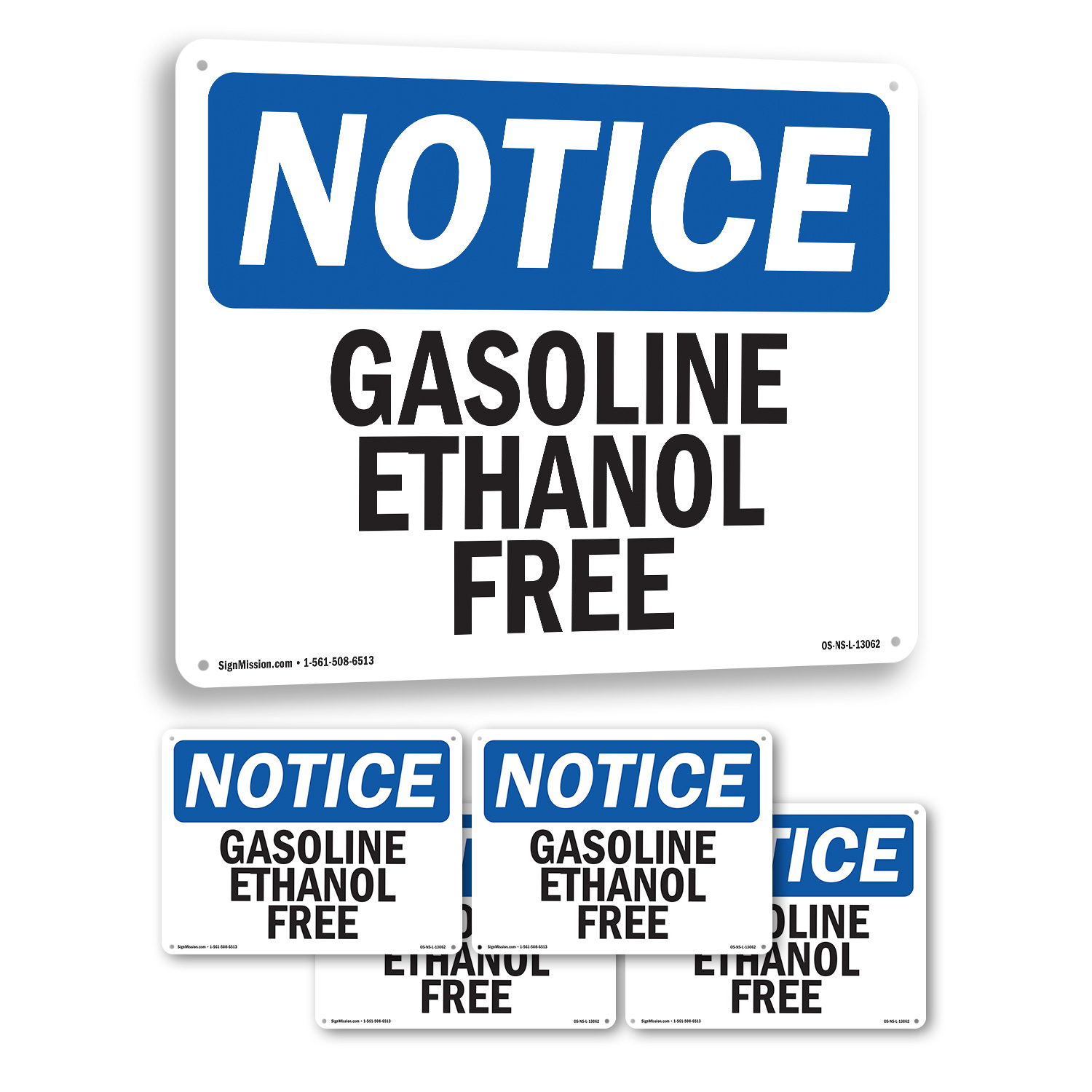 Gasoline Ethanol Free OSHA Notice Rigid Plastic Sign 18 Inch x 12 Inch ...