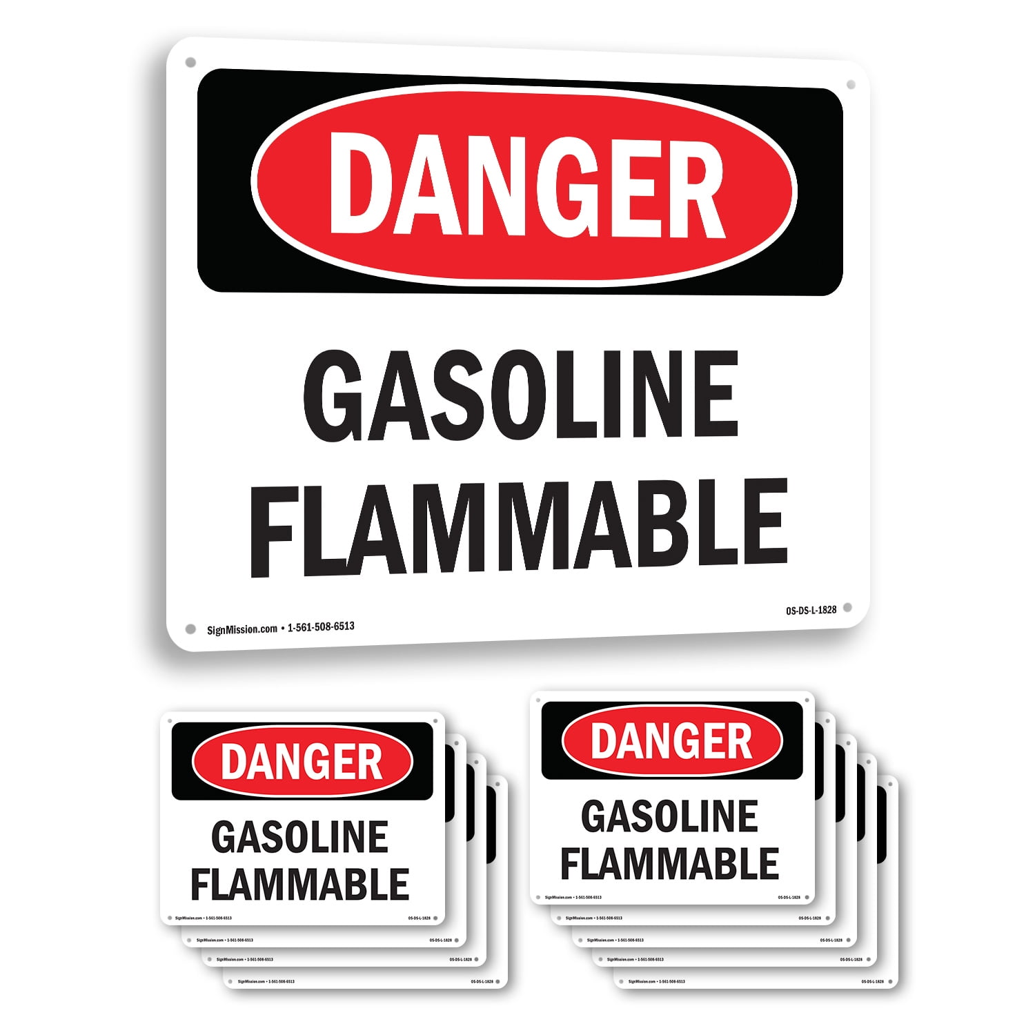 Gasoline Flammable OSHA Danger Rigid Plastic Sign 10 Inch x 7 Inch - 10 ...