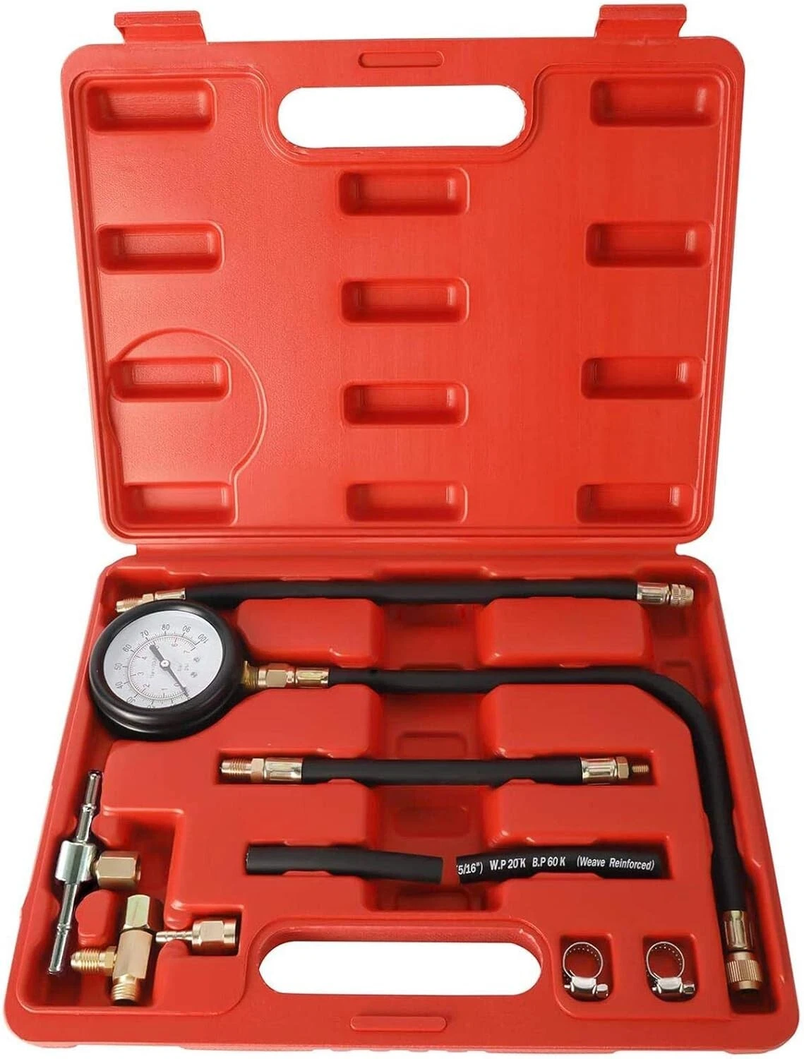 Gasoline Fuel Injection Pump Pressure Tester Gauge Tool Kit for Car ...