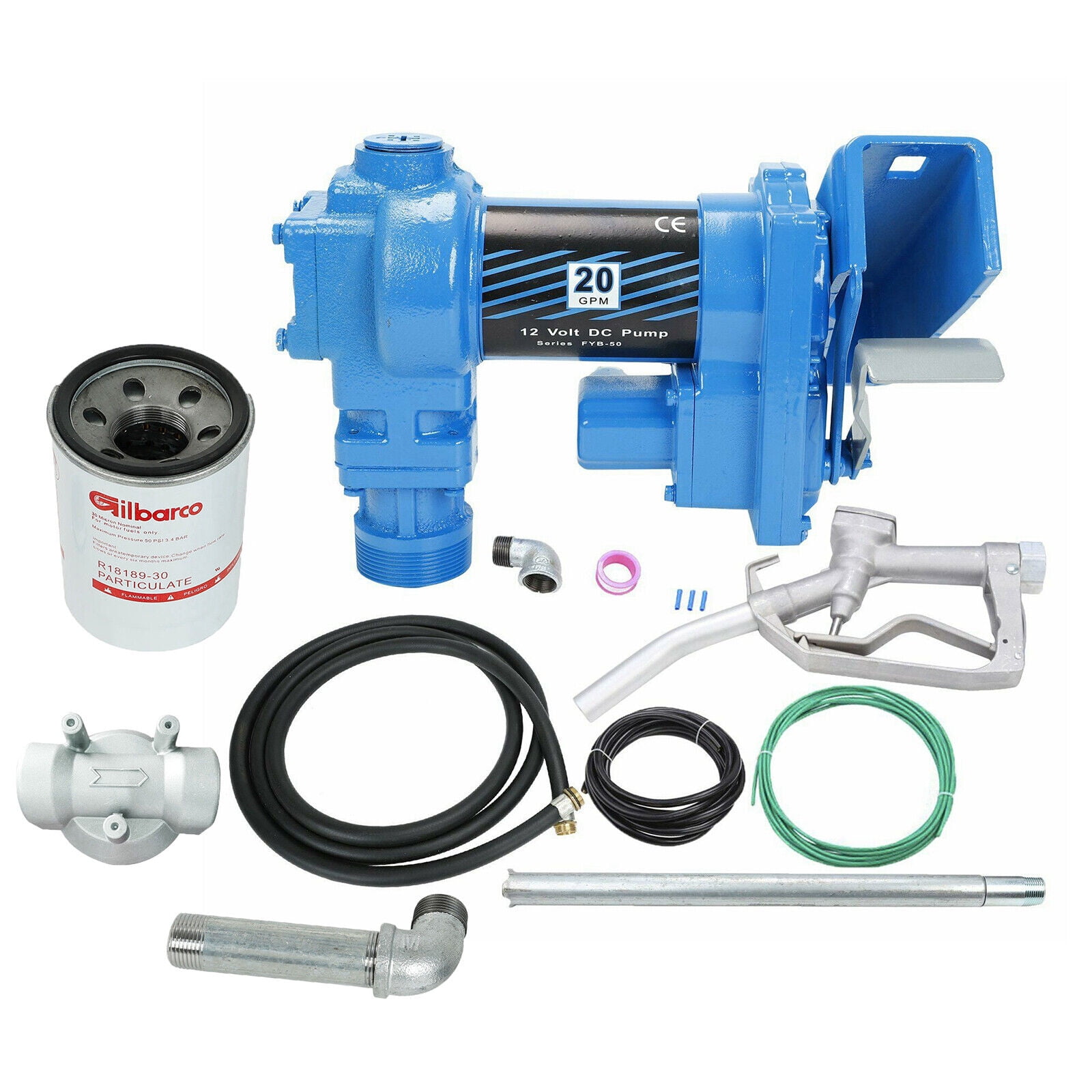Gasoline Fuel Transfer Pump Kit 12V DC 20GPM with Particulate Filter ...