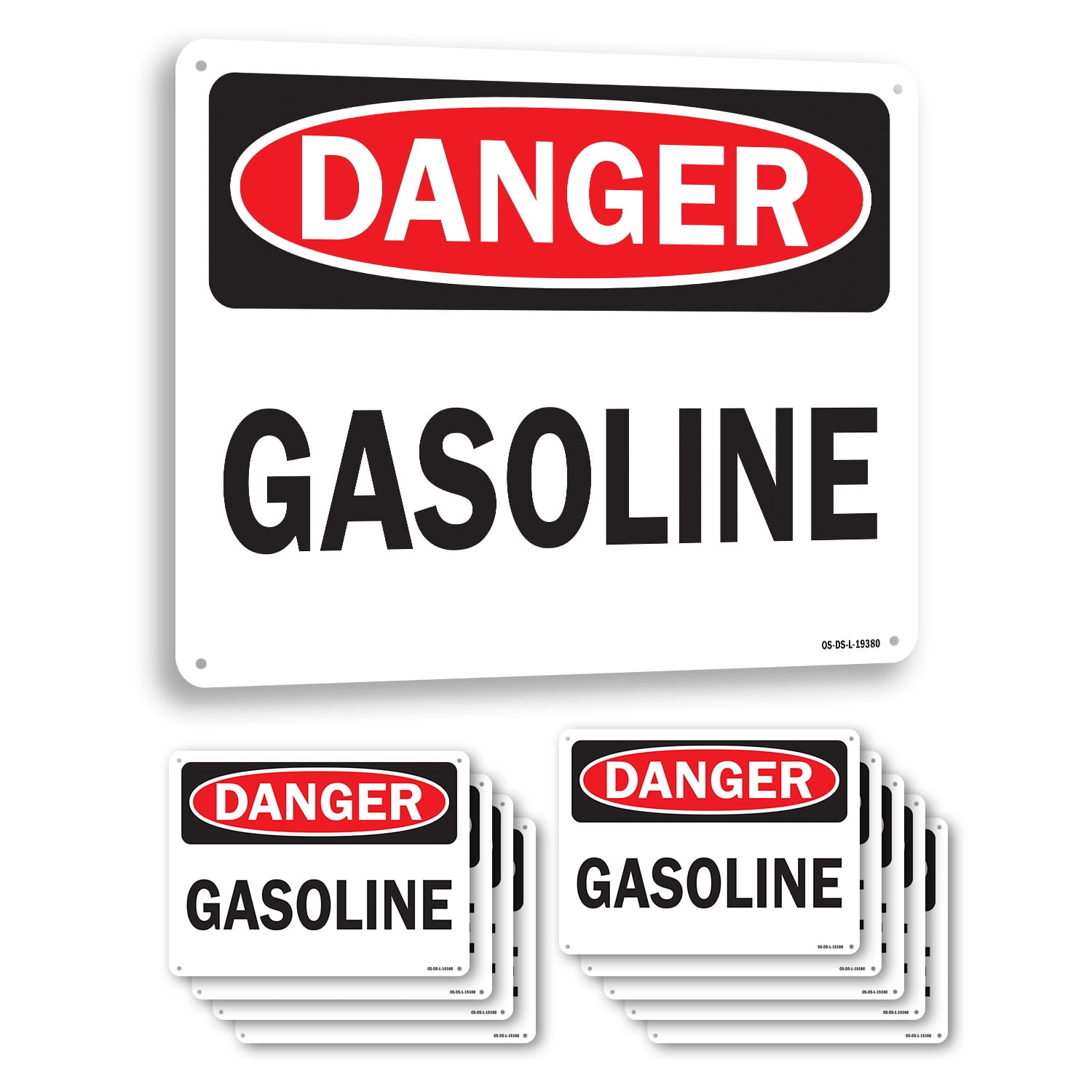 Gasoline OSHA Danger Aluminum Sign 18 Inch x 12 Inch - 10 Pack ...