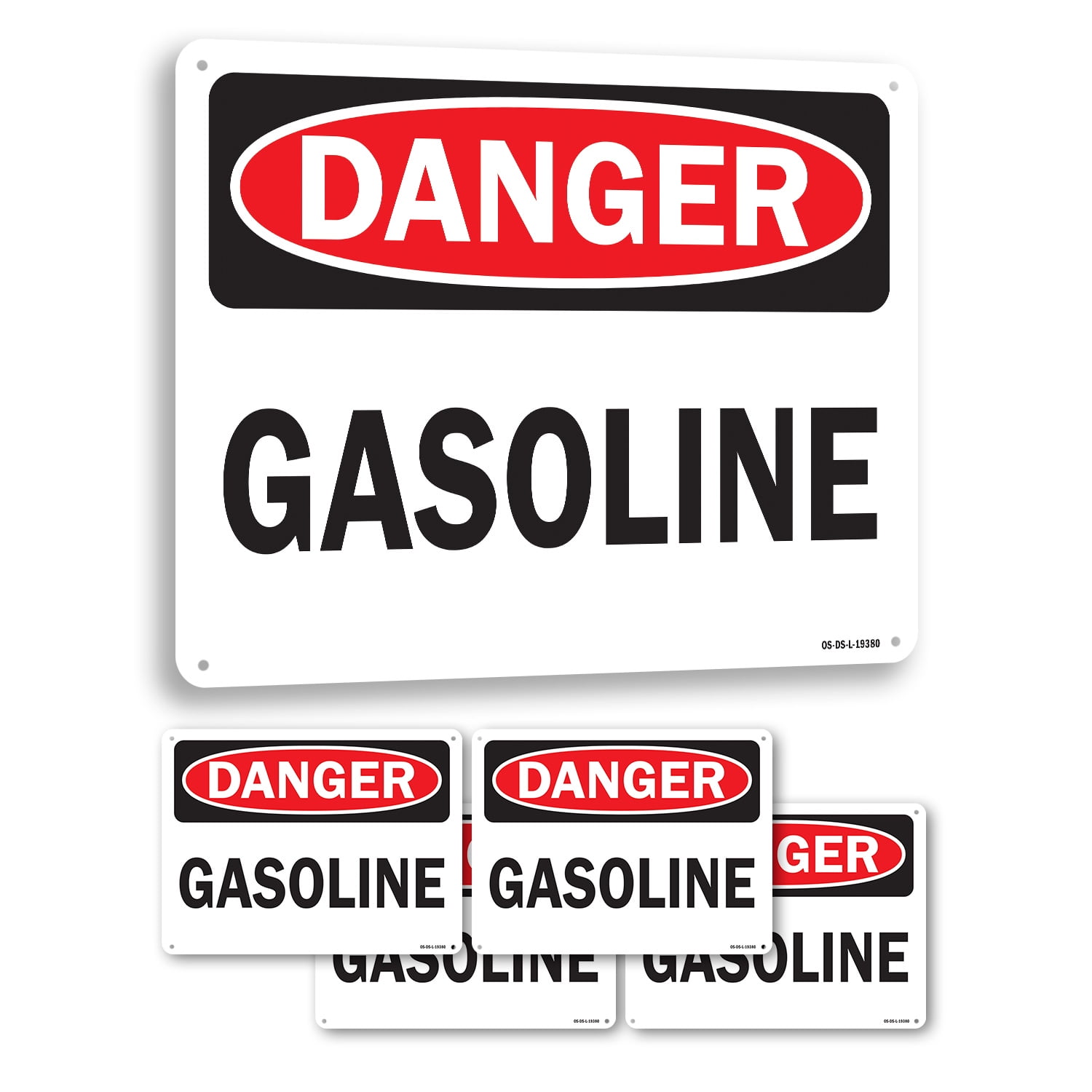 Gasoline OSHA Danger Rigid Plastic Sign 24 Inch x 18 Inch - 5 Pack ...