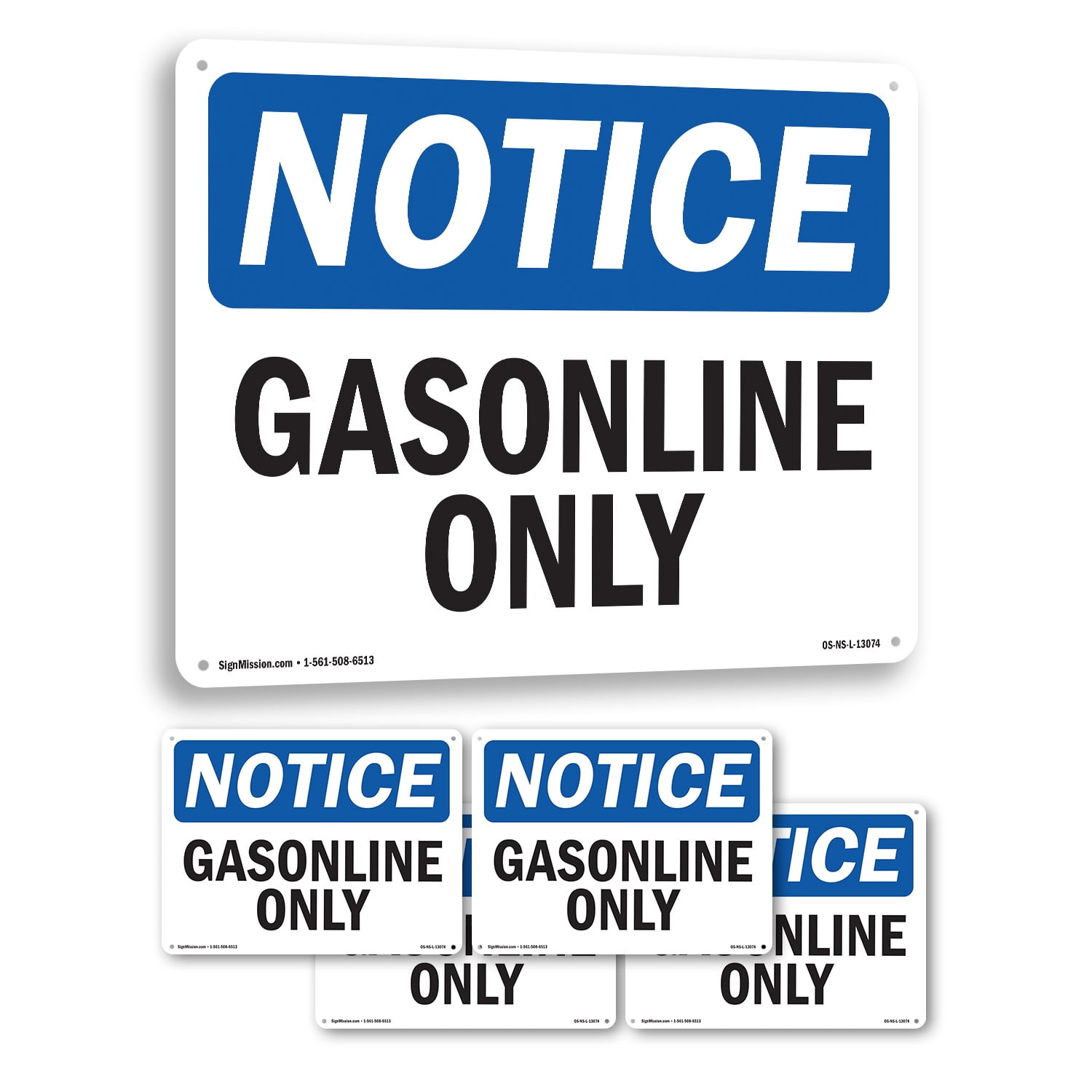 Gasoline Only OSHA Notice Aluminum Sign 24 Inch x 18 Inch - 5 Pack ...